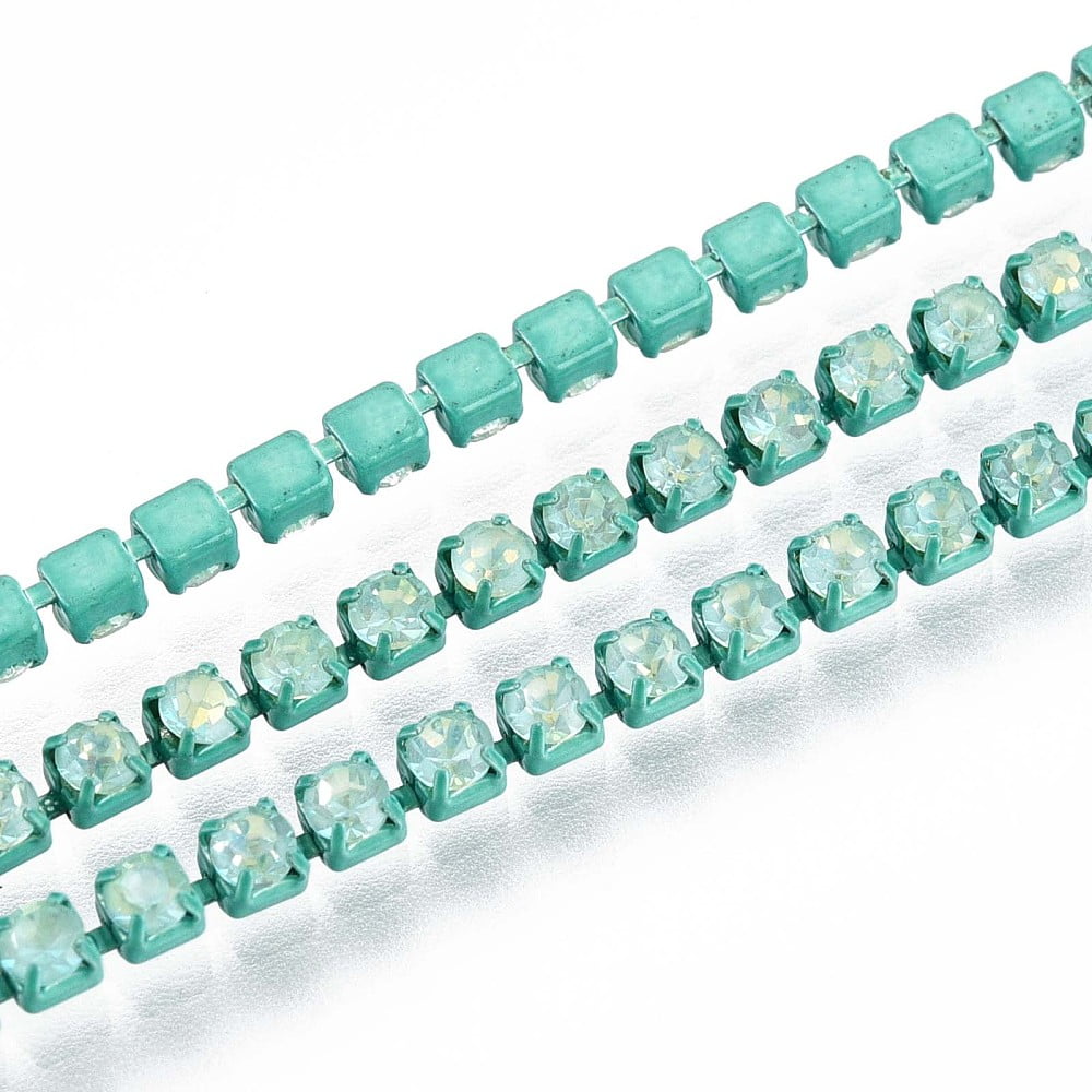 Iron Rhinestone Cup Chains with Spool Turquoise 2x2x2mm about 29.99 ...