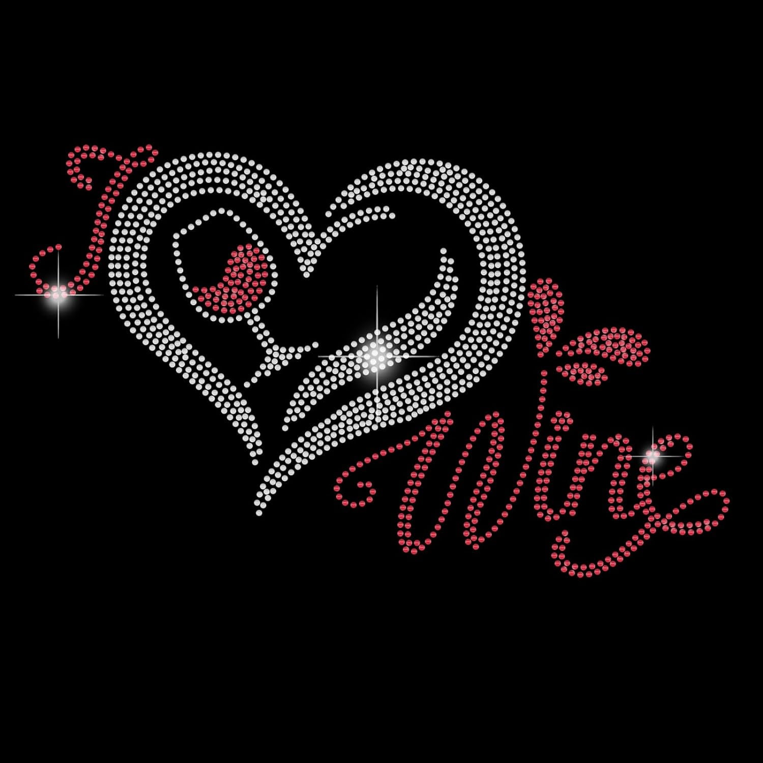 Iron on Rhinestones Transfer I Love Wine Bling Decals T-Shirt Hearts ...