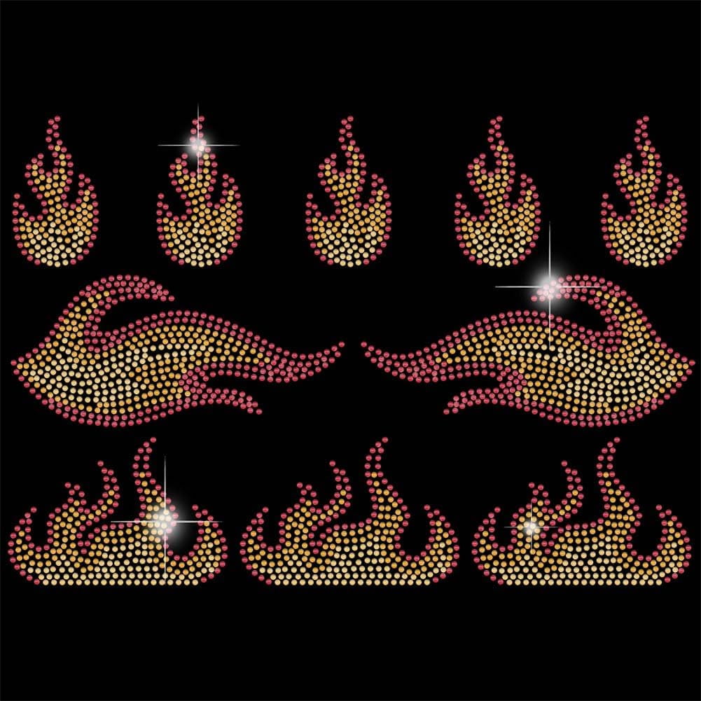 Iron on Rhinestones Transfer Mini Flames T-Shirt Heat Transfer Designs ...