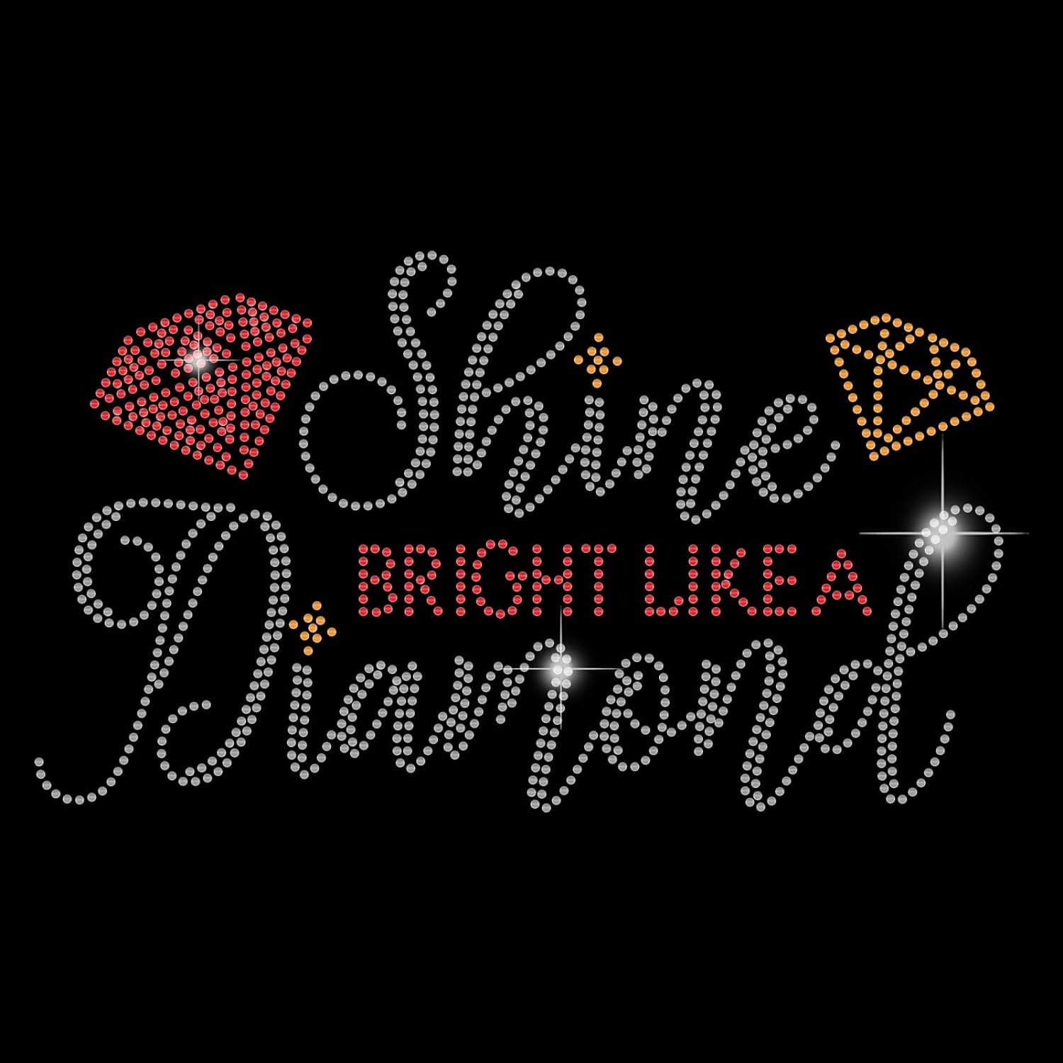 Iron on Rhinestones Transfer Shine Bright Like A Diamond Crystal Heat ...