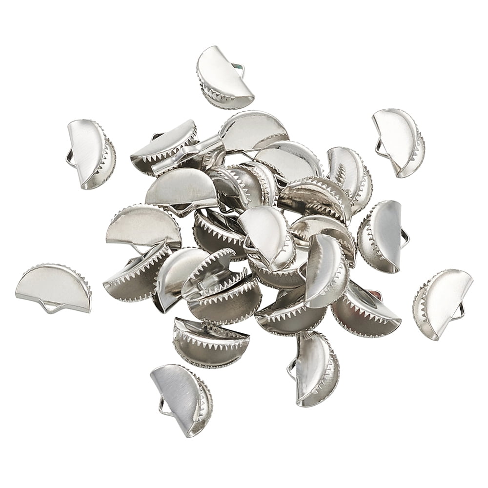 Iron Ribbon Crimp Ends Platinum 8.5x13x6.5mm Hole: 1.5x3mm 100pcs/bag ...