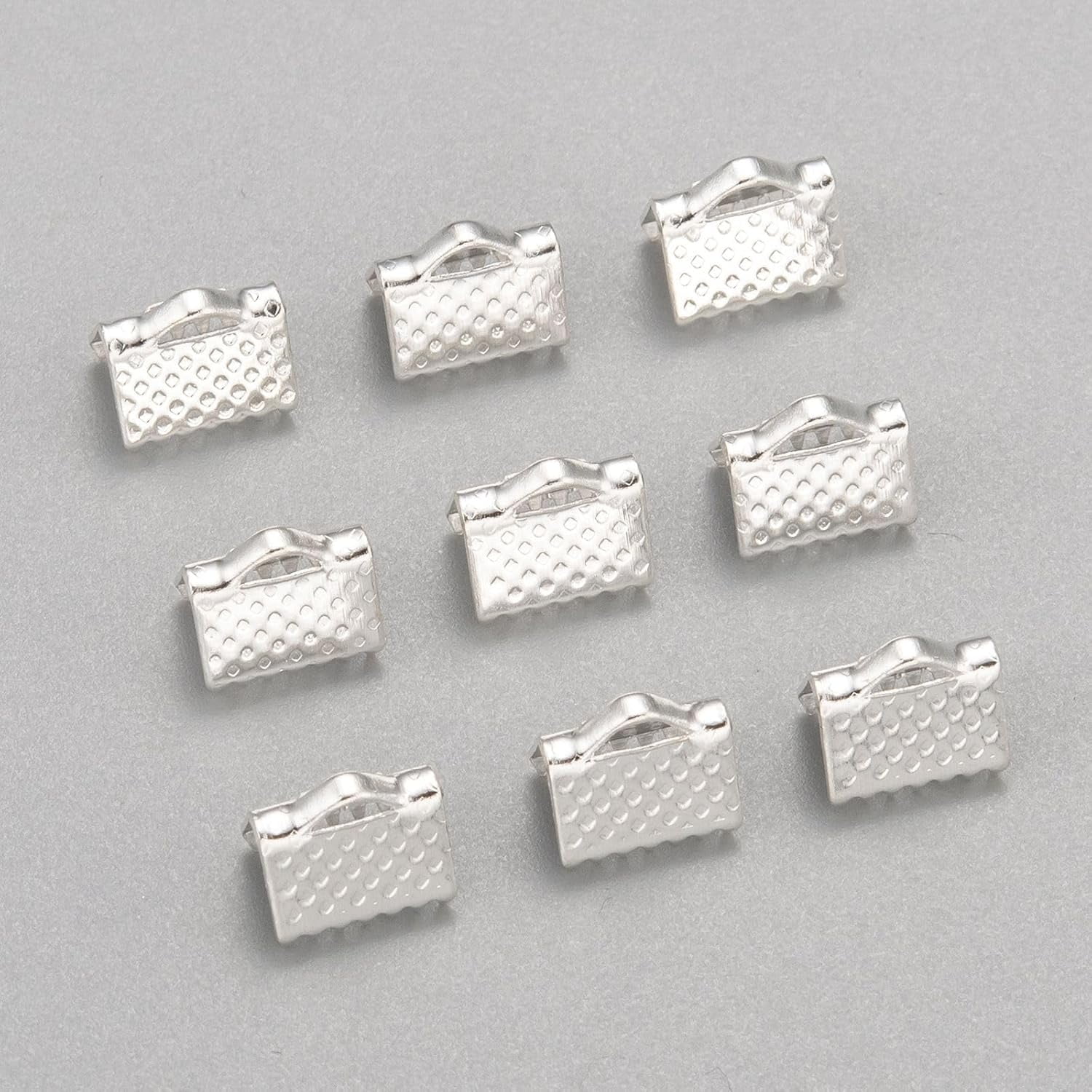 Iron Ribbon Crimp Ends Silver Color Plated 8x8mm Hole: 2mm - Walmart.com