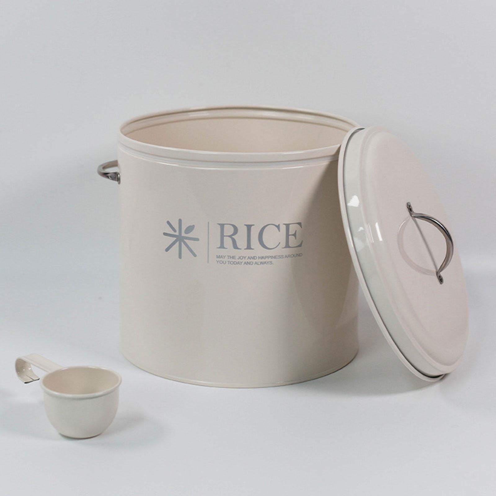 Iron Rice Container, Round Rice Canister, Countertop Organizer Jar ...