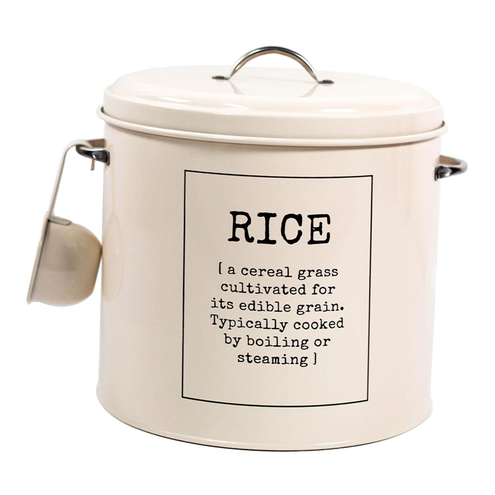 Iron Rice Container, Round Rice Canister with Lid and Handle, Sealed ...
