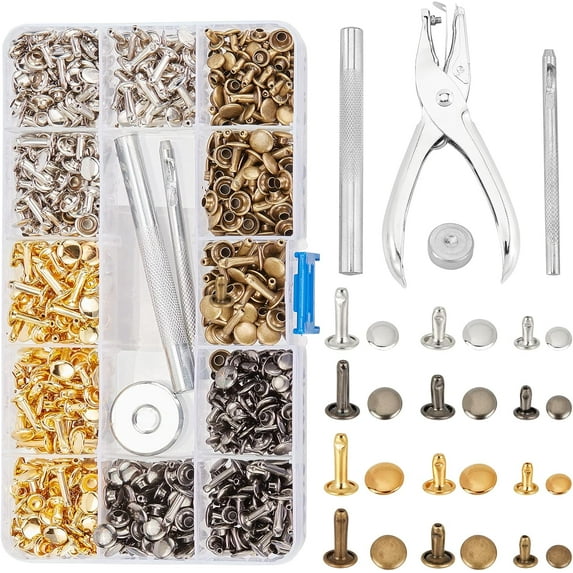 Iron Rivets Set Leather Rivets Double Cap Rivets Tubular Metal Studs ...