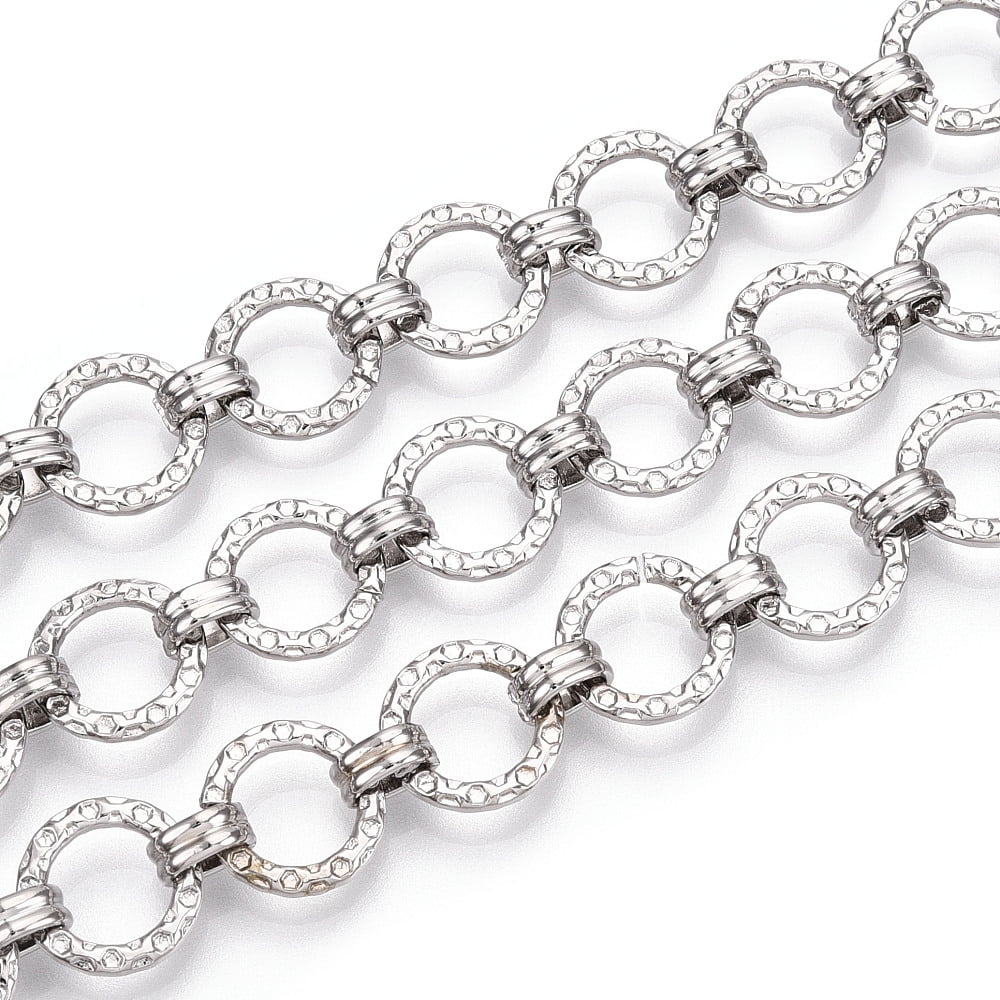 Iron Round Ring Link Chains Unwelded with Spool Platinum 12x1.5mm about ...
