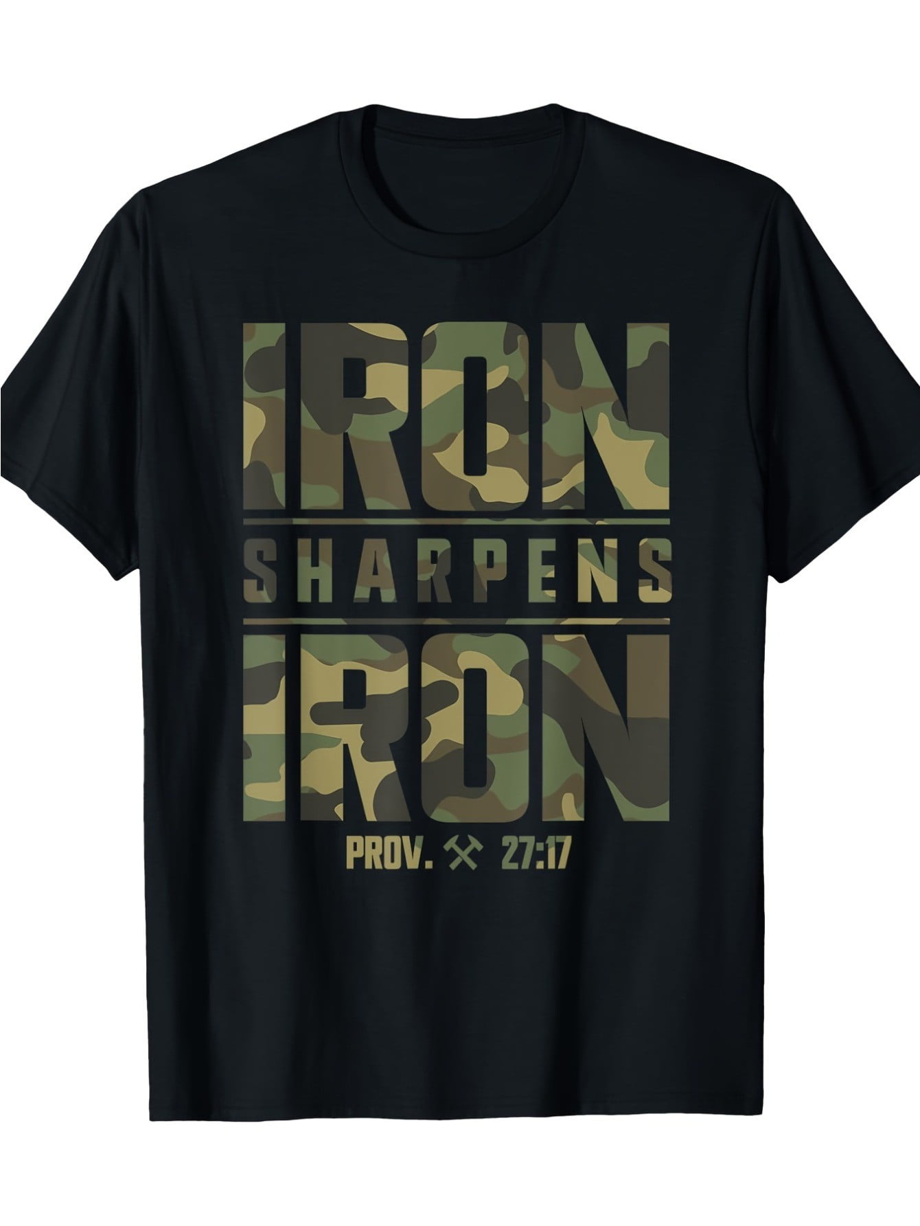 Iron Sharpens Iron Christian Men Camo Scripture Gym Workout T-Shirt-100% Cotton-220g - Walmart.com