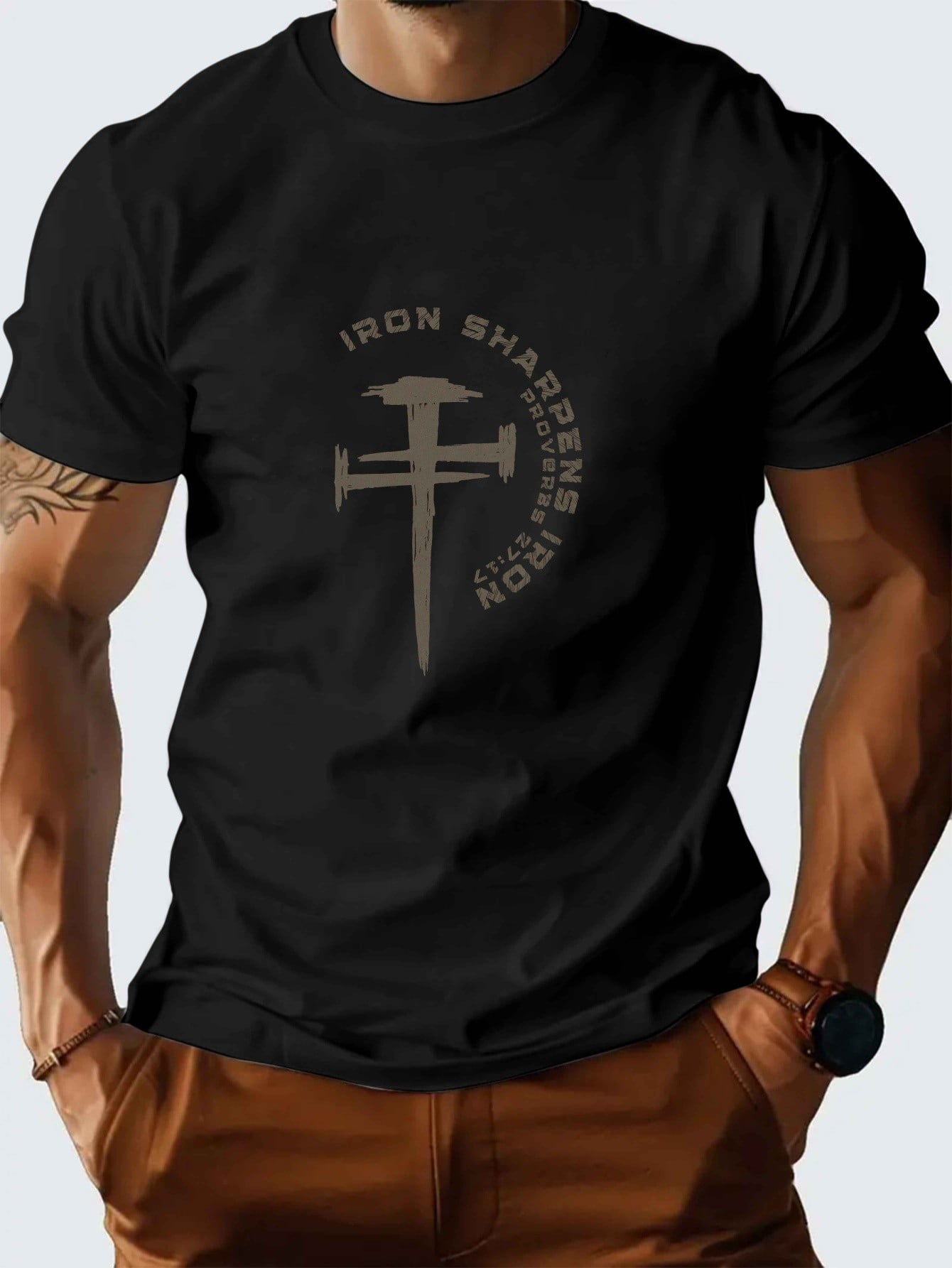 [Iron Sharpens Iron Print T-Shirt] Iron Sharpens Iron Print Crew Neck T ...