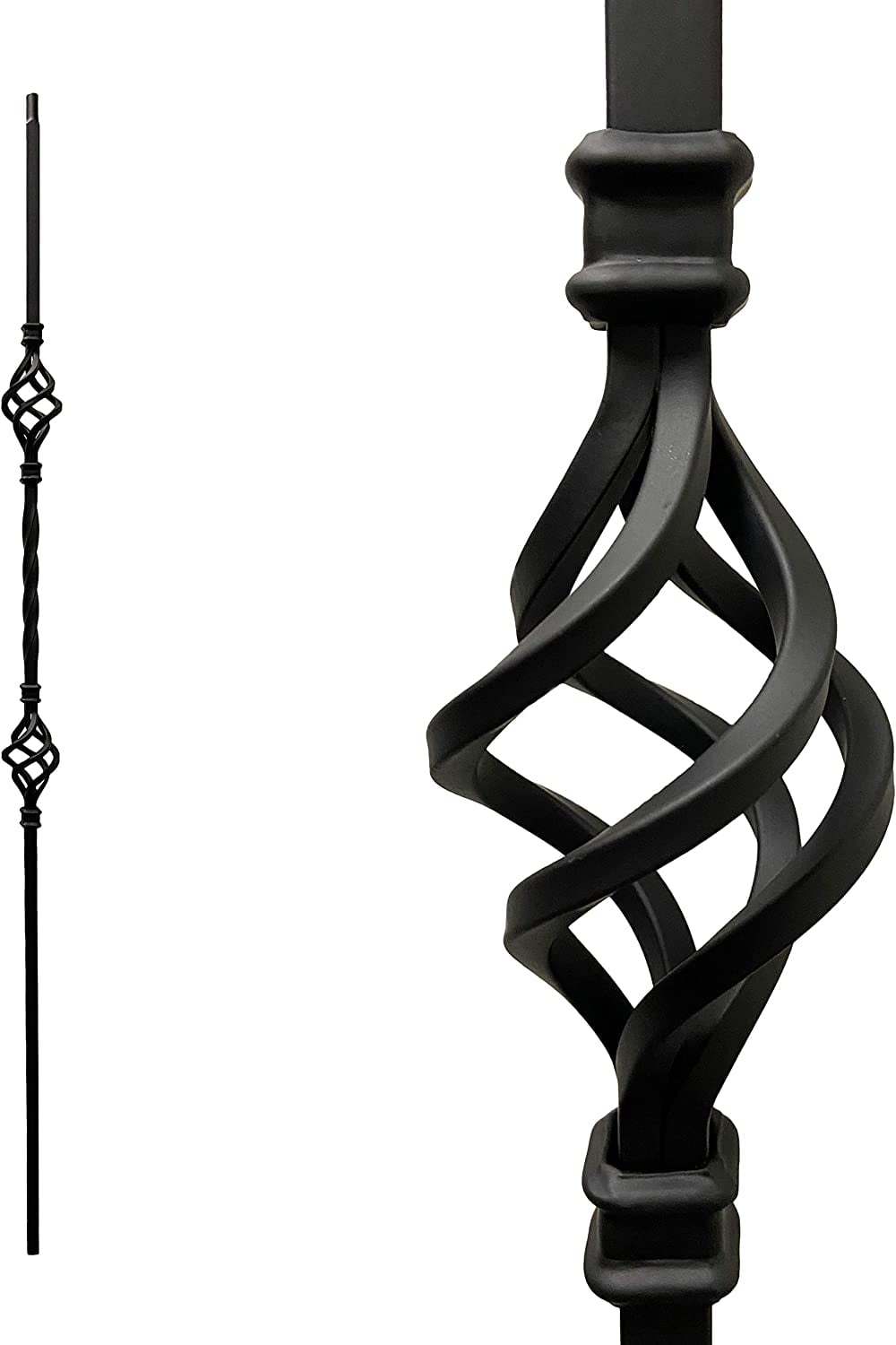 Iron Stair Balusters 1/2" Square x 44" Long, Double Basket, Hollow ...
