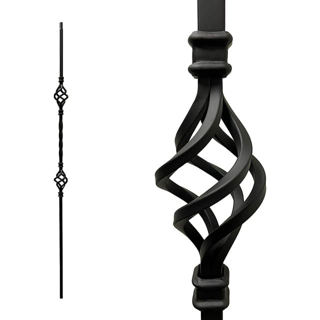 Iron Stair Balusters 1/2" Square x 44" Long, Double Basket, Hollow ...