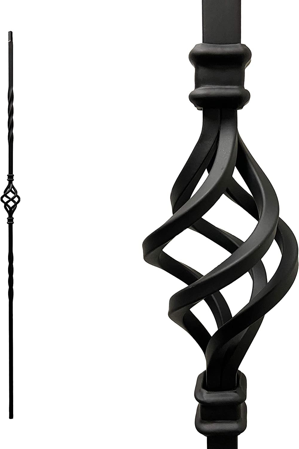 Iron Stair Balusters 1/2" Square x 44" Long, Single Basket, Hollow ...