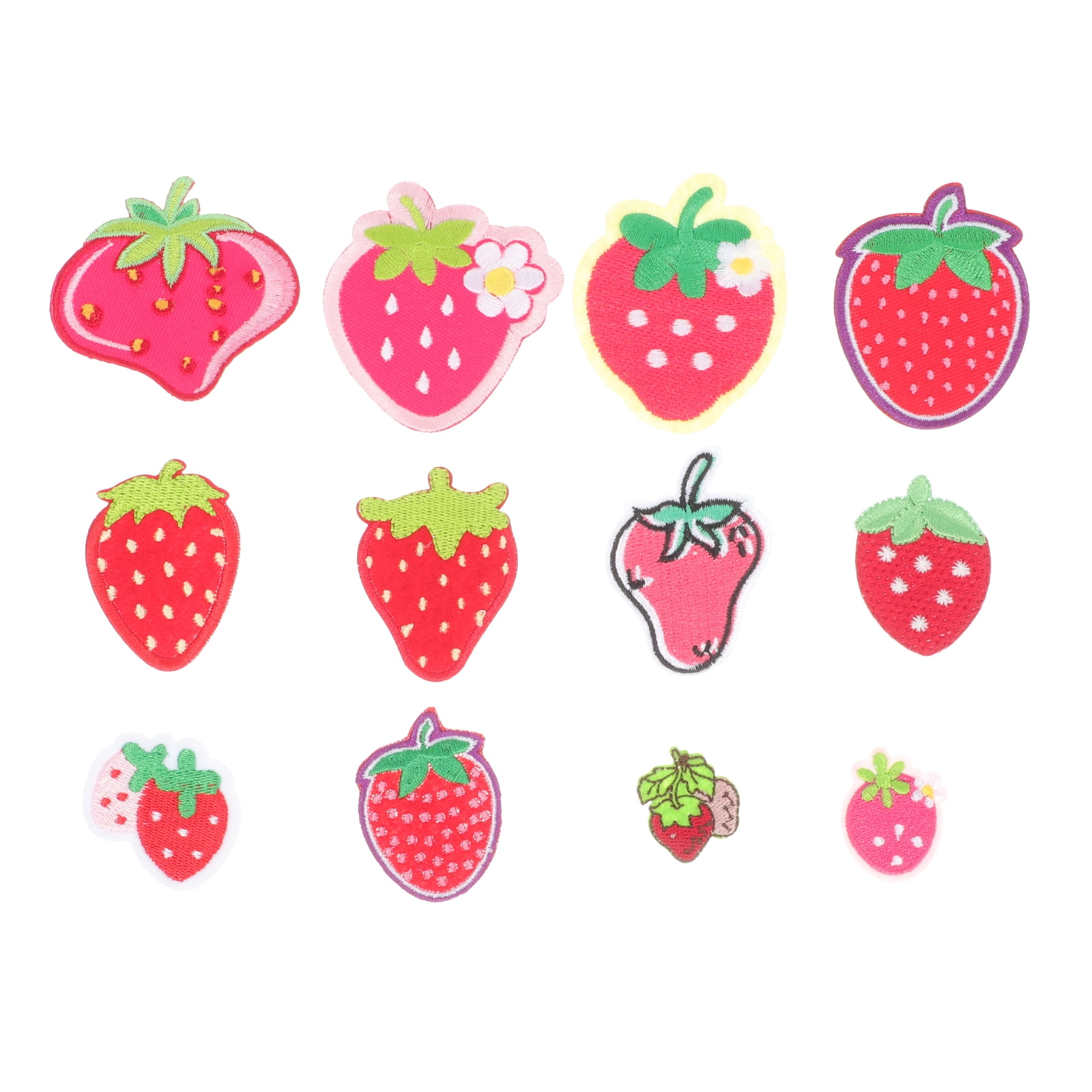 Iron Strawberry Appliques Adorable Patches 12 Pcs Embroidered Fruit ...