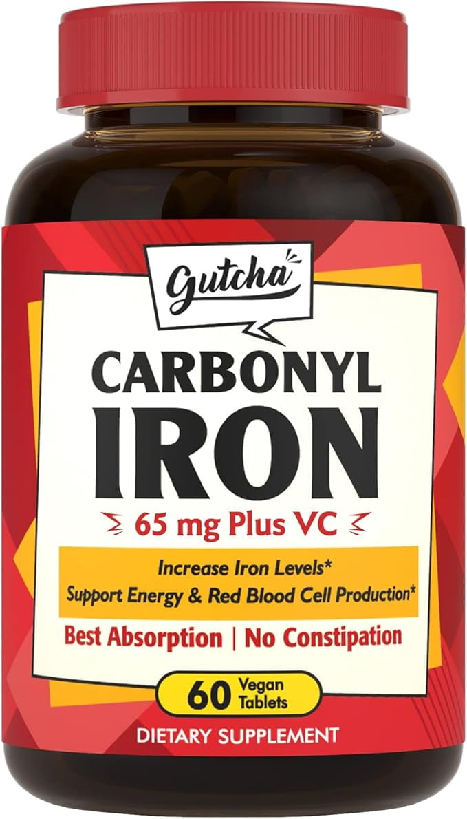 Iron Supplement, 65 mg, Carbonyl Iron Plus Vitamin C, Energy & Blood ...