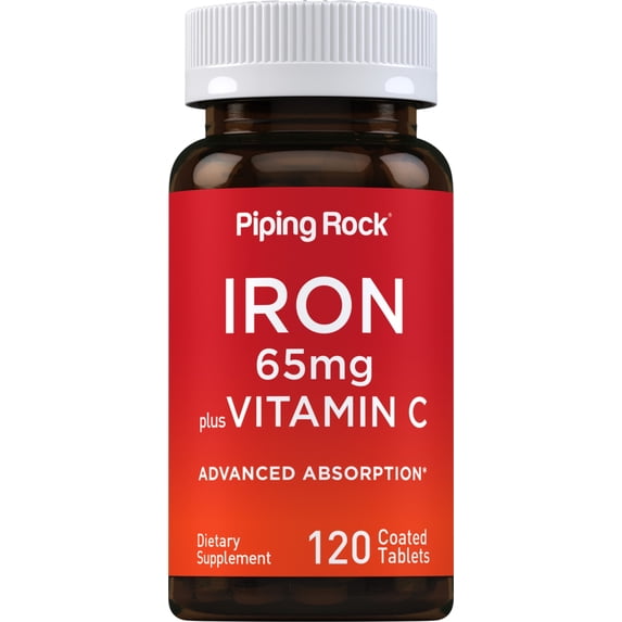 Iron Supplement 65 mg with Vitamin C | 120 Tablets for Men and Women ...