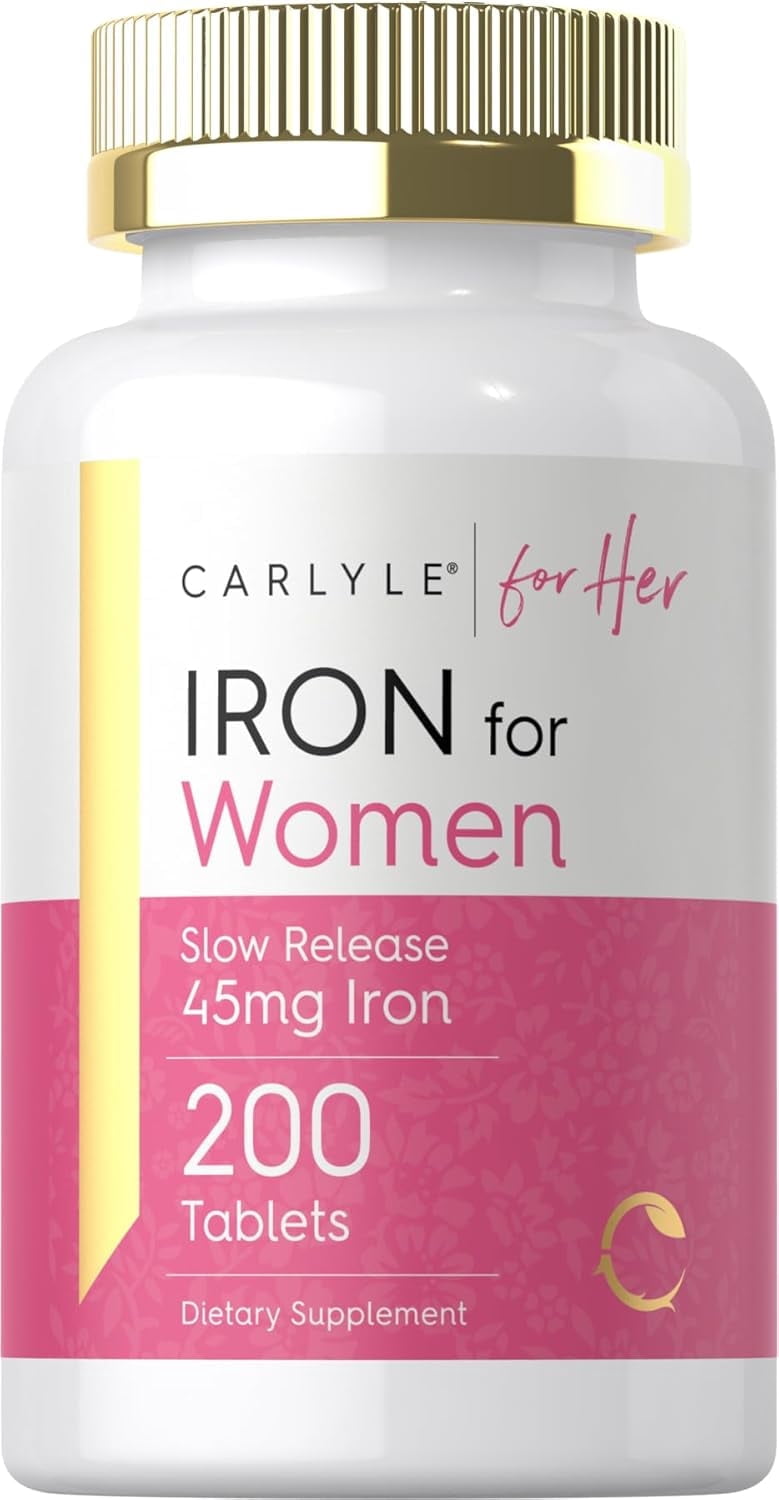 Carlyle, Iron Supplement for Women, 45mg, 200 Tablets Vegetarian ...