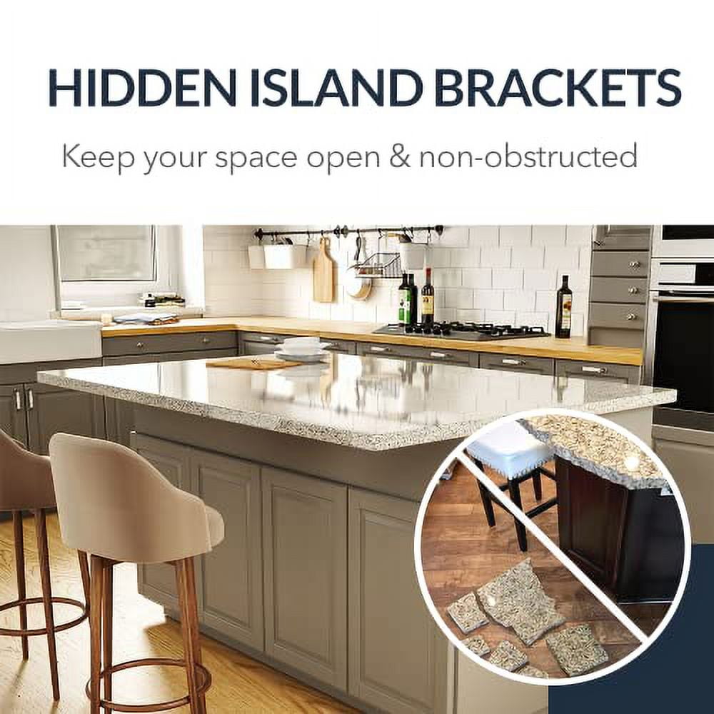 Iron Supports Hidden Island Countertop Support Bracket - Heavy Duty ...
