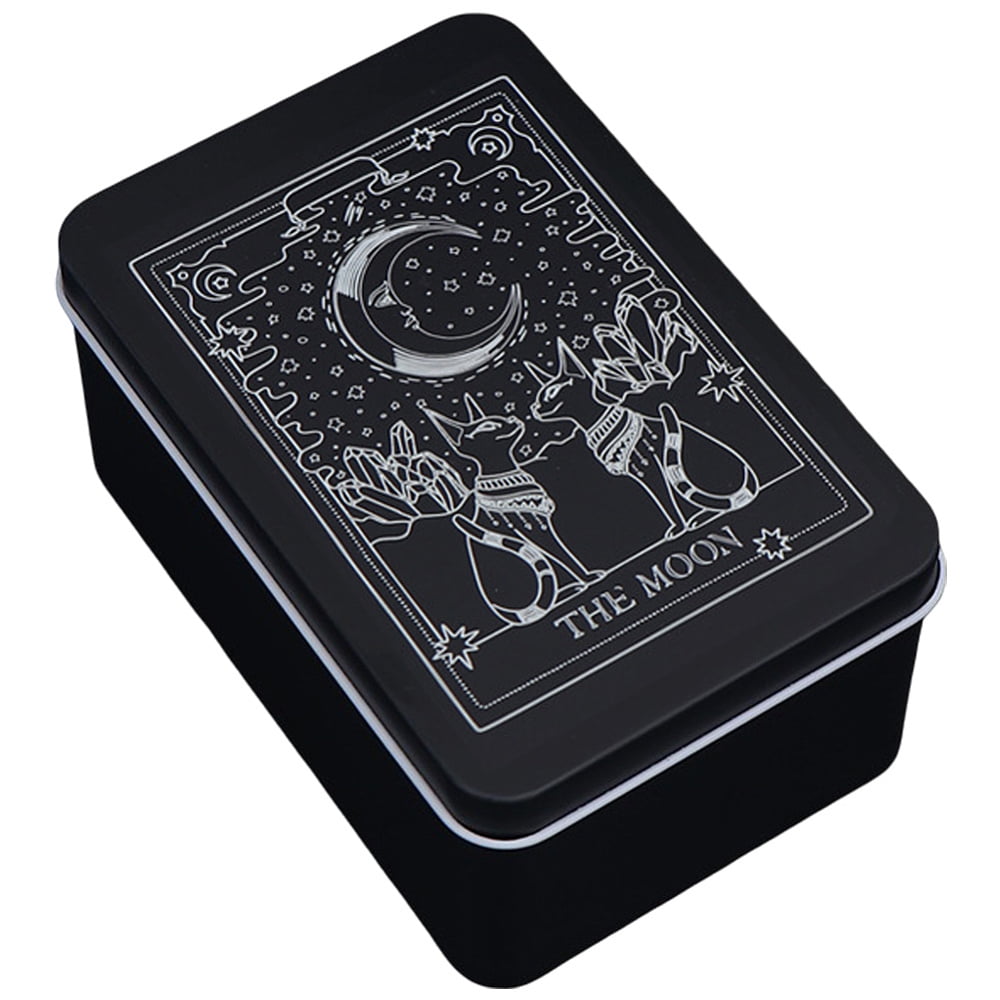 Iron Tarot Cards Box Tarot Card Holder Box Black Moon Cat Metal ...