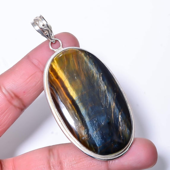 Iron Tiger Eye - South Africa Handmade 925 Sterling Silver Pendant 2.93 ...