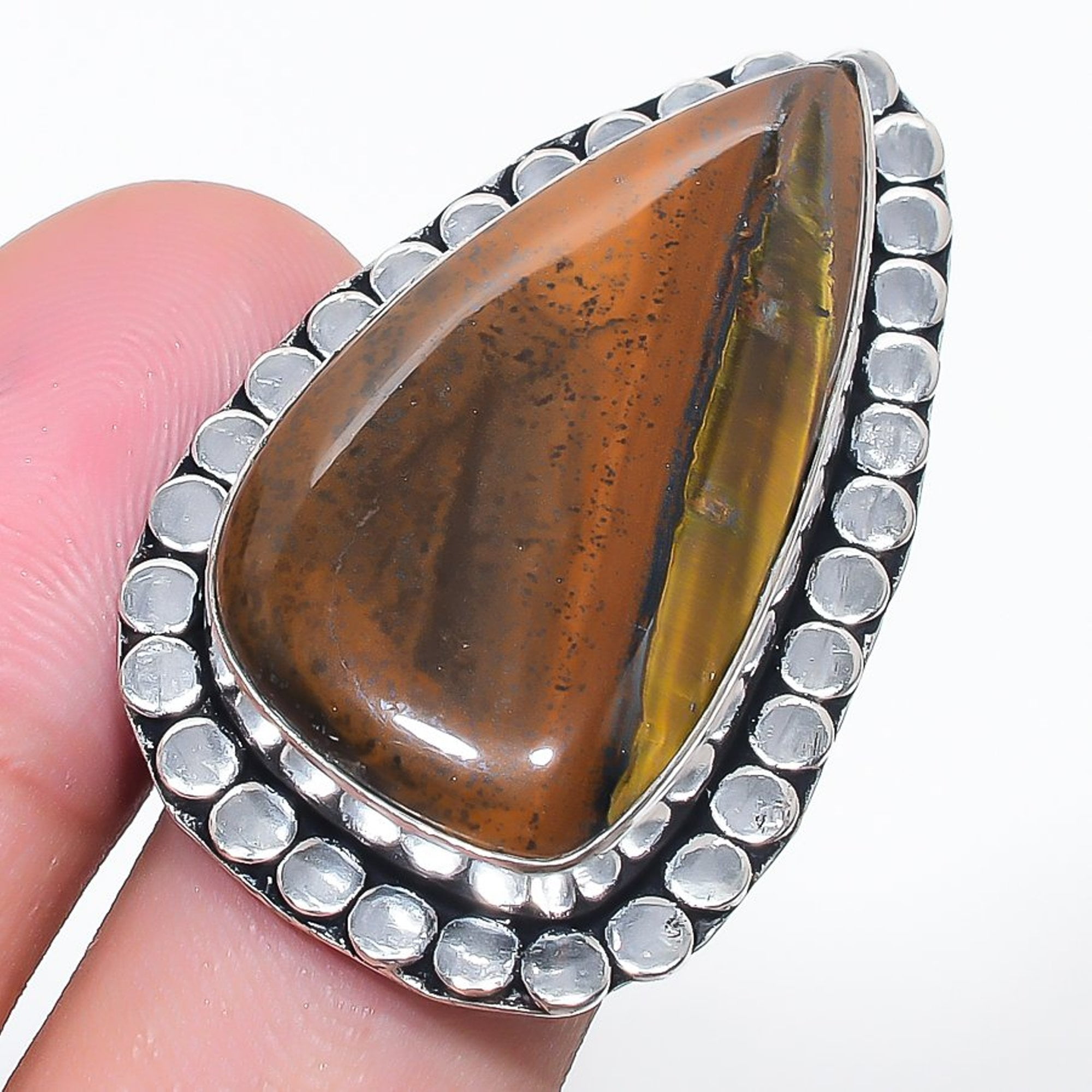 Iron Tiger's Eye Gemstone Adjustable Ring Handmade Birthday Gift ...