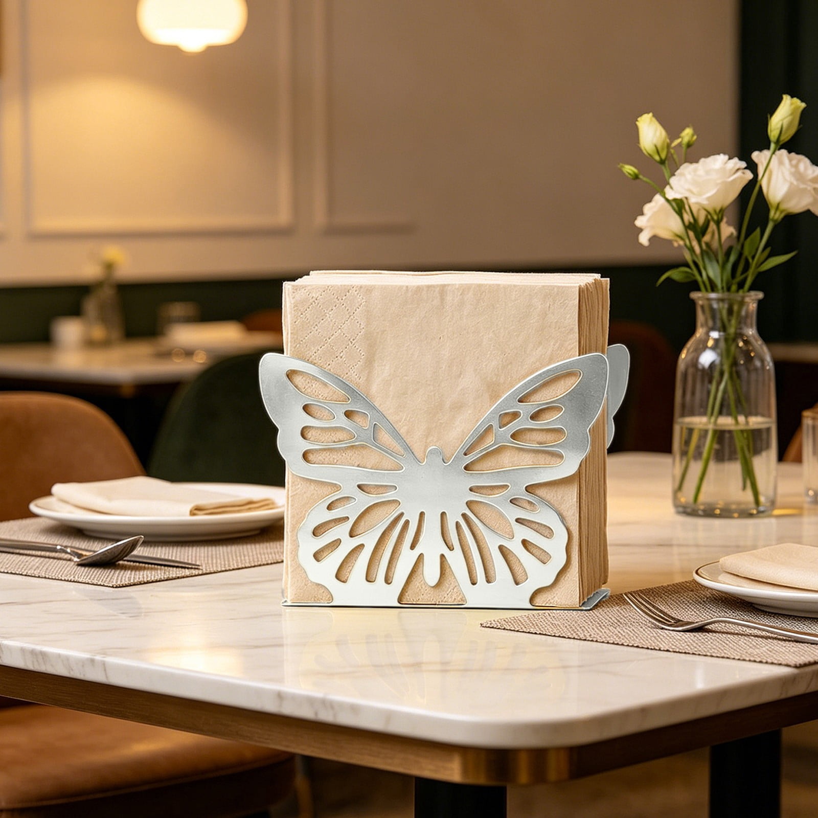 Iron Tissue Shelf - Desktop Napkin Holder, Hollow Metal Design, Home ...