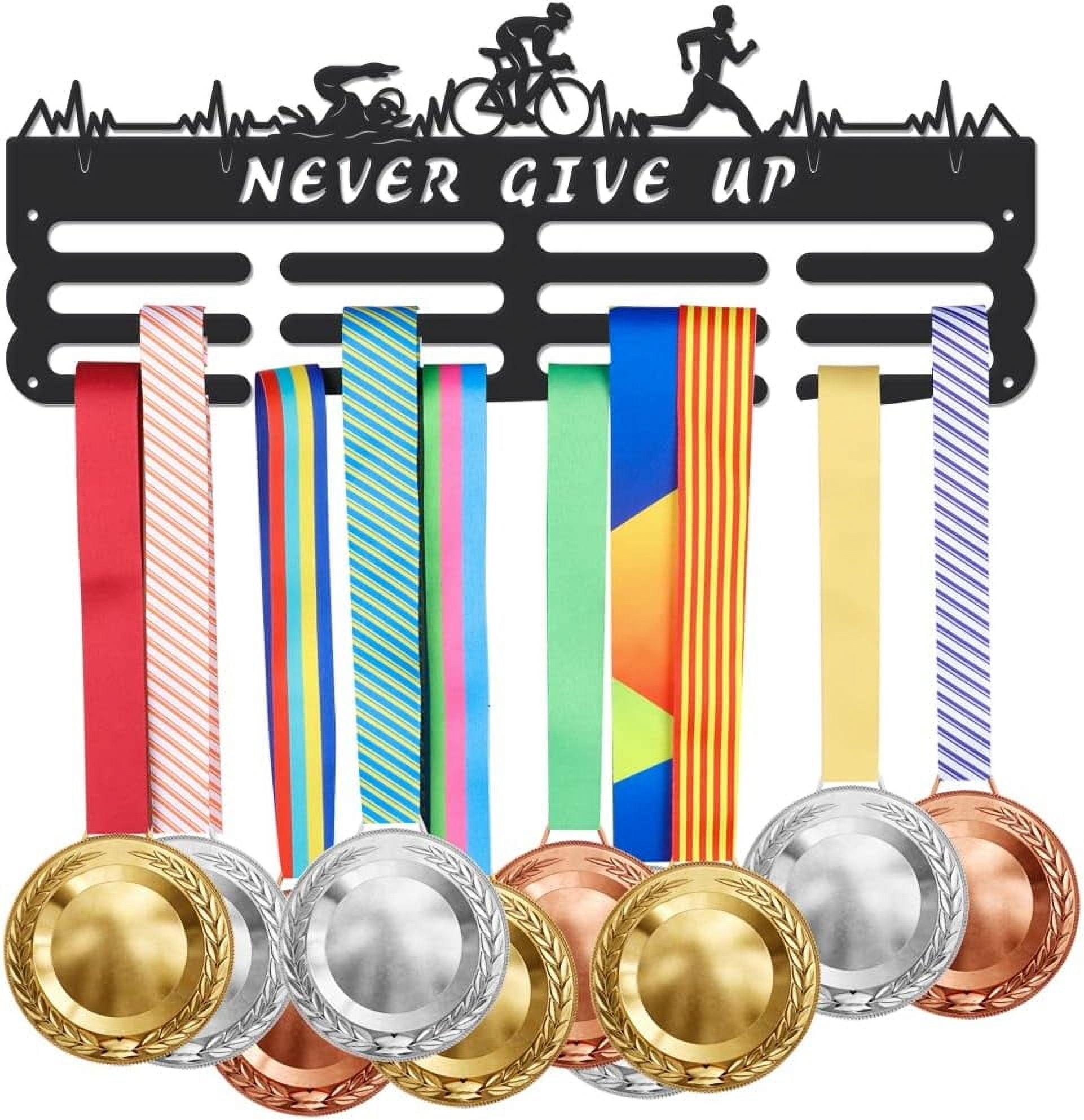 Iron Triathlon Medal Holder Display Wall Hanging 40x15cm - Walmart.com