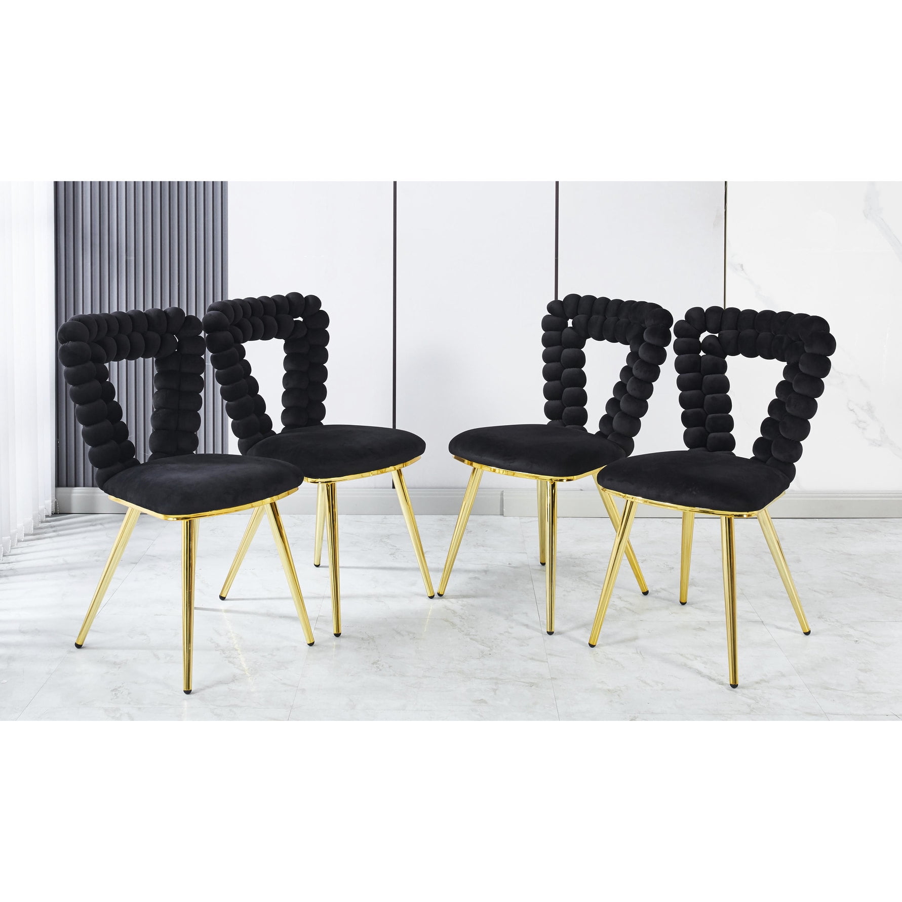 Iron Tube Legged Chairs with Soft Seats (Set of 4) - Cozy in Dining ...