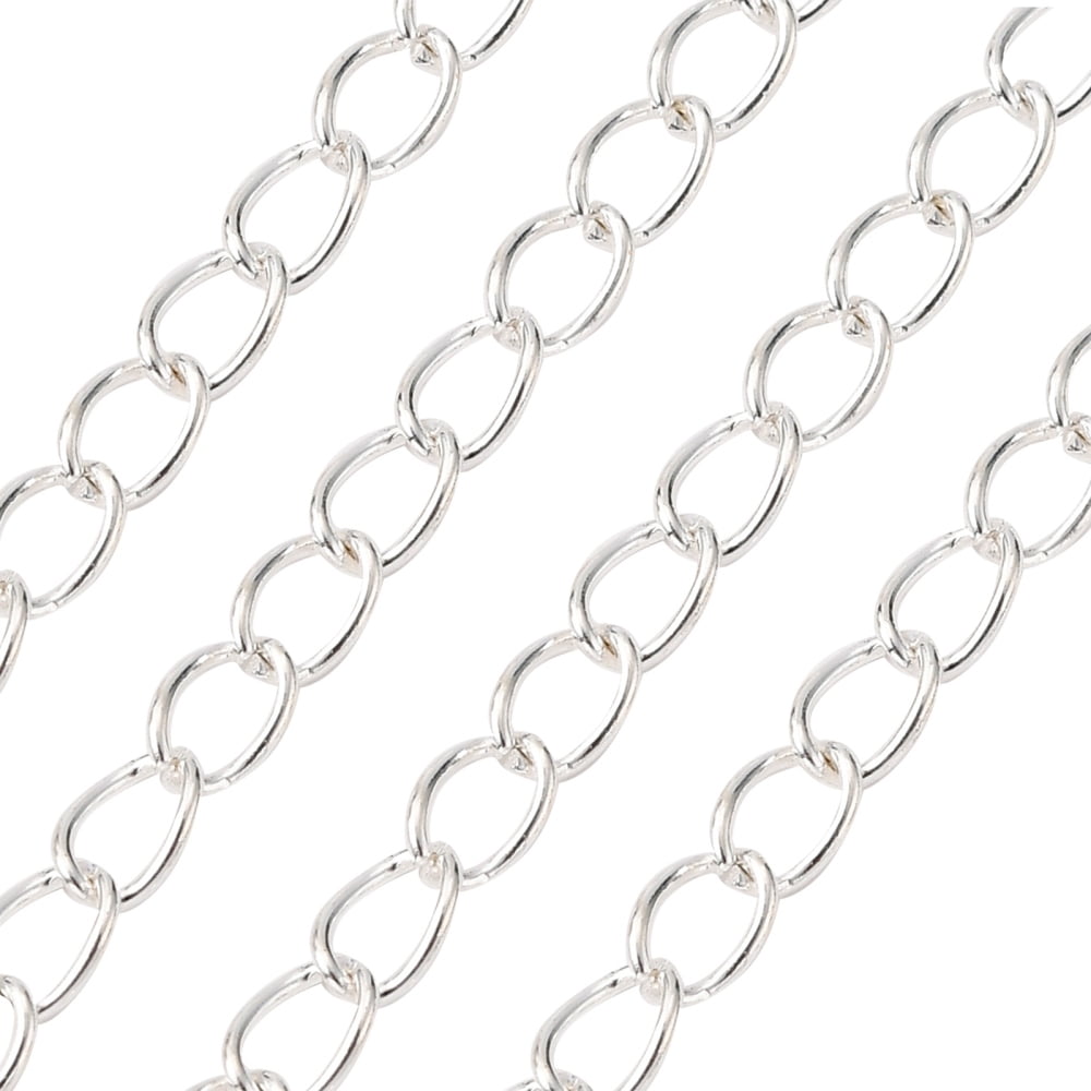 Iron Twisted Chains Unwelded with Spool Oval Silver 6.5x4.5x0.8mm about ...