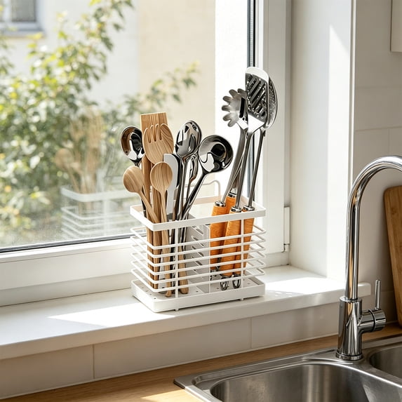 Iron Utensil Holder Wall Mounted - Chopstick Spoon Fork Kitchen ...