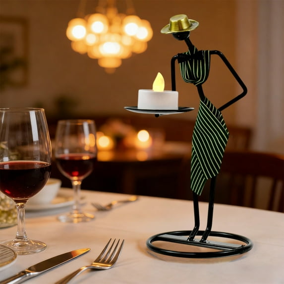 Iron Waiter Candle Holder Ornament, Stylish Table Centerpiece with ...