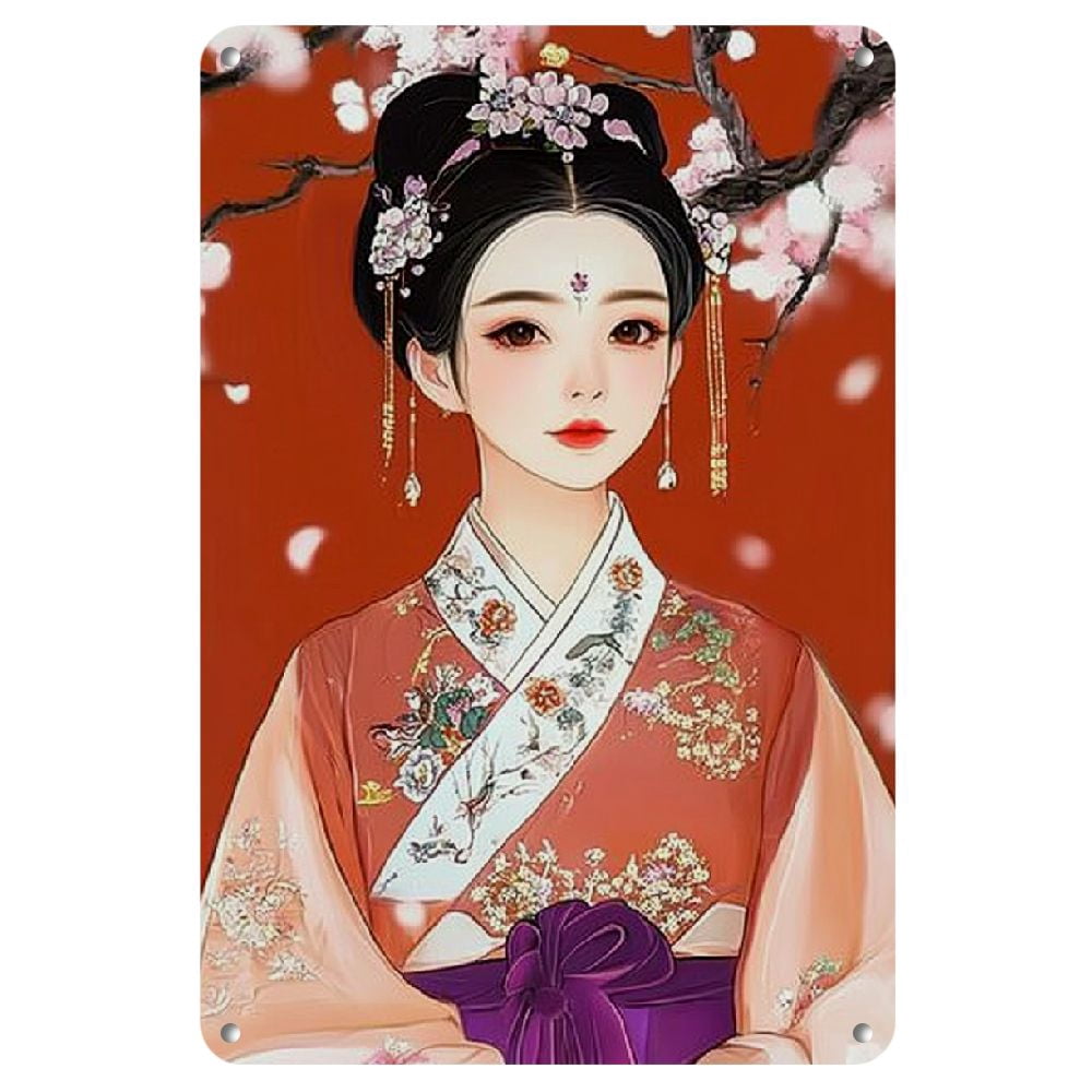Iron Wall Art Decor with Chinese Style Woman Design, 1 Pc, 8x12 Inch ...