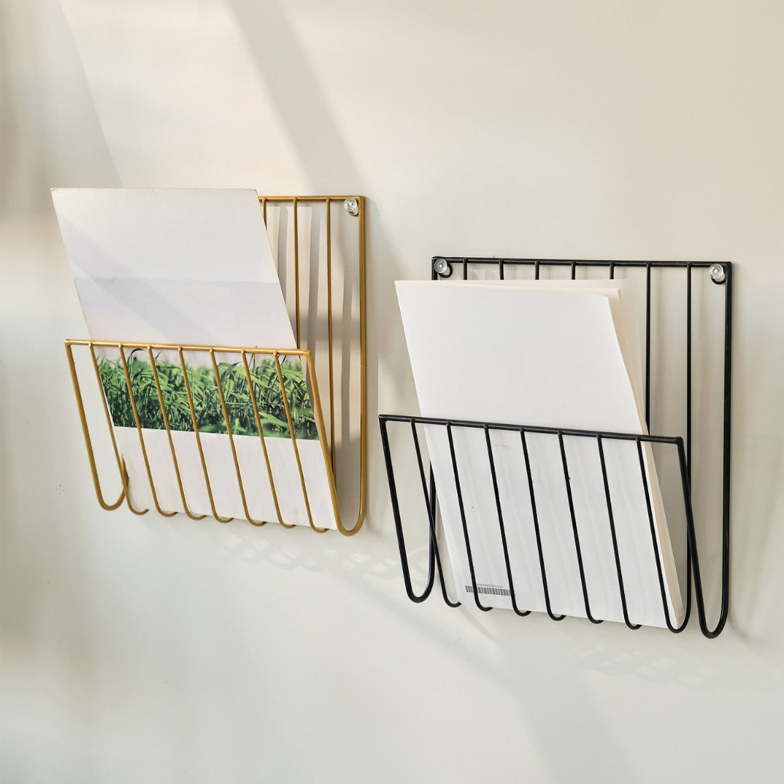 Iron Wall File Organizer Magazine Rack - Space-Saving Wall Mount ...