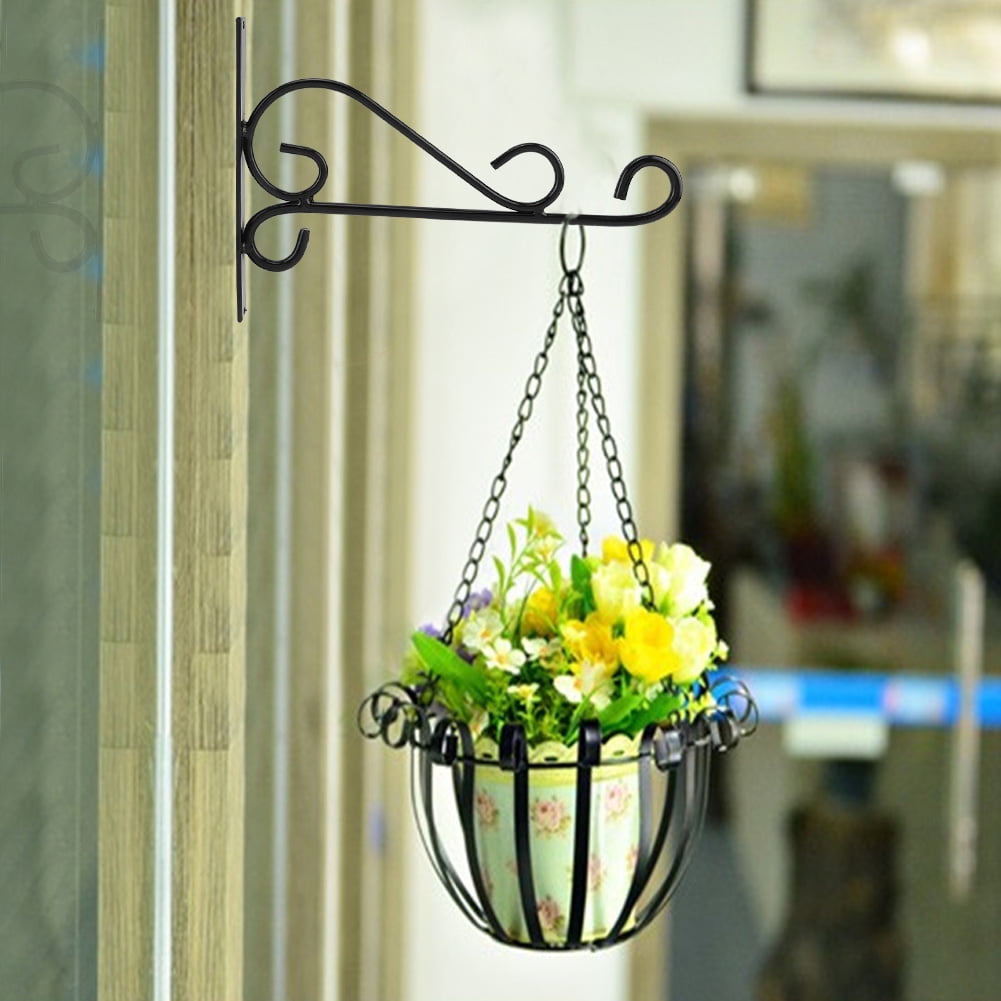 Iron Wall Hanging Bracket Art Plant Flowerpot Holder Hanger Hook Garden ...