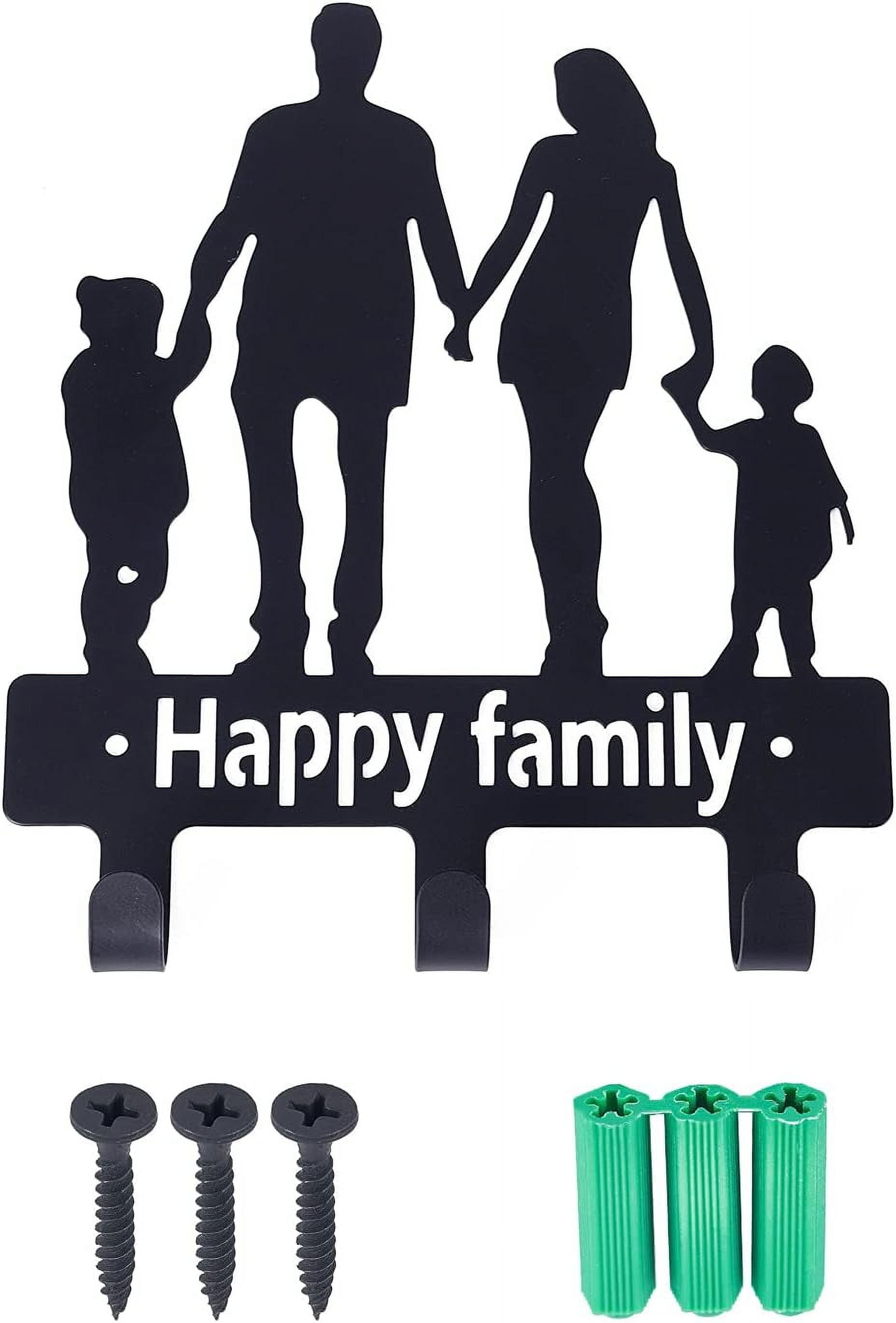 Iron Wall Hanging Hook Free Perforated Sticky Hook Hanger Happy Family ...