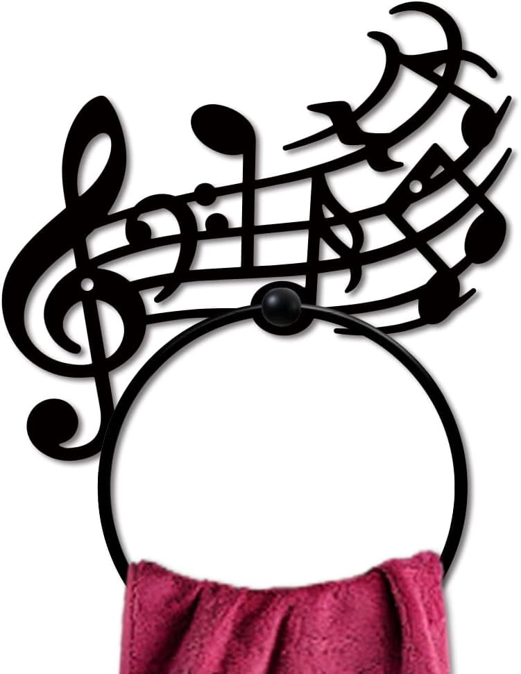Iron Wall Mounted Hanging Ring Decorative Organizer Rack Musical Note ...