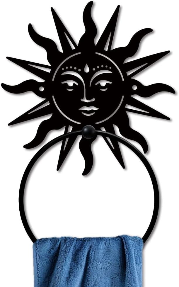 Iron Wall Mounted Hanging Ring Decorative Organizer Rack Sun 180x180mm ...