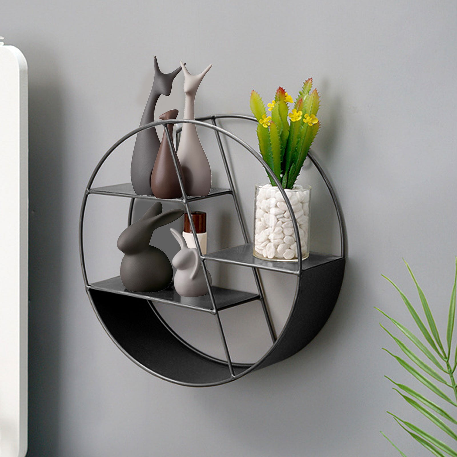 Iron Wall Storage Rack | Metal Wall Hanging Shelf | Round Floating ...