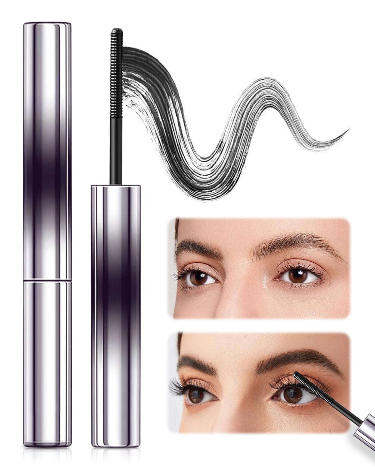 Iron Wand Mascara, 2025 Upgrade 3D Curling Eyelash Iron Lengthening ...