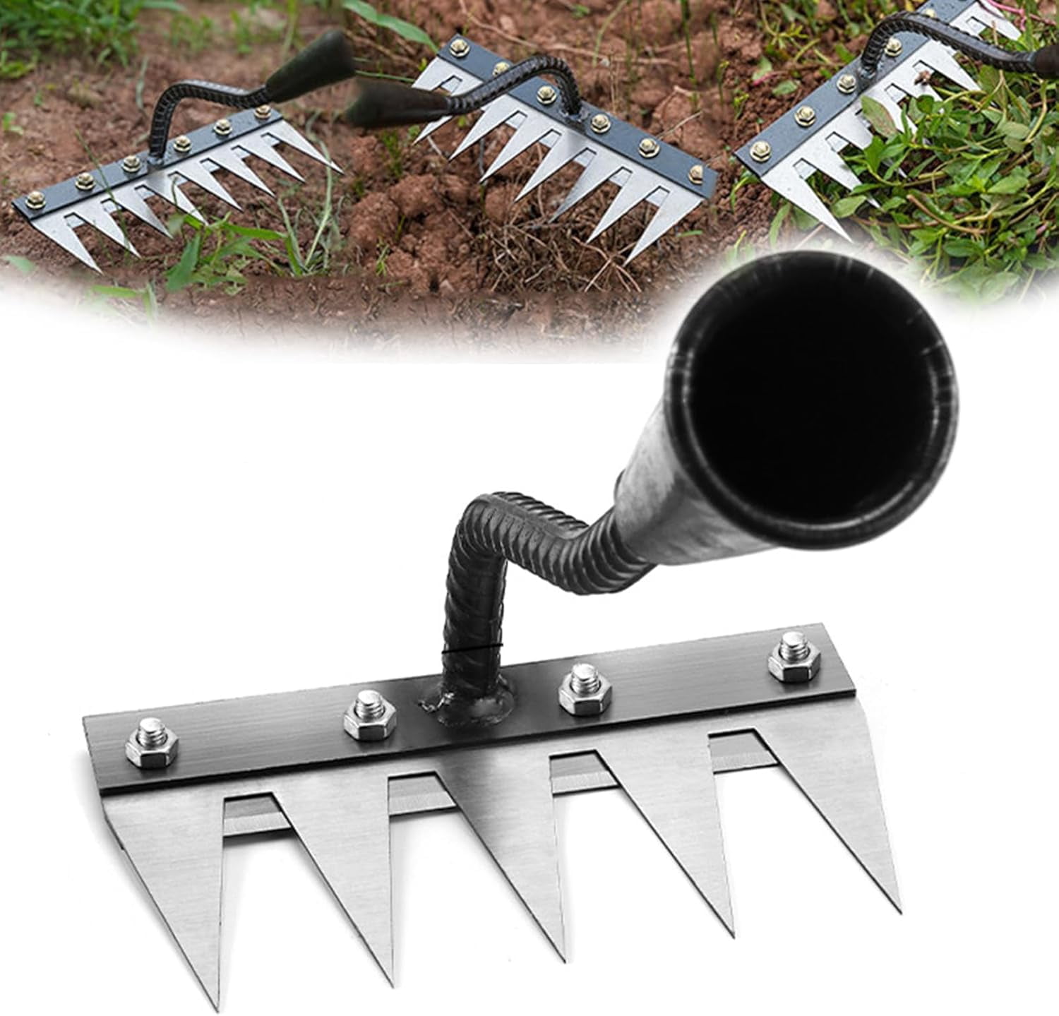 Iron Weeding Rake 2.0, Heavy-Duty Garden Hand Weed Puller Tool for Yard ...