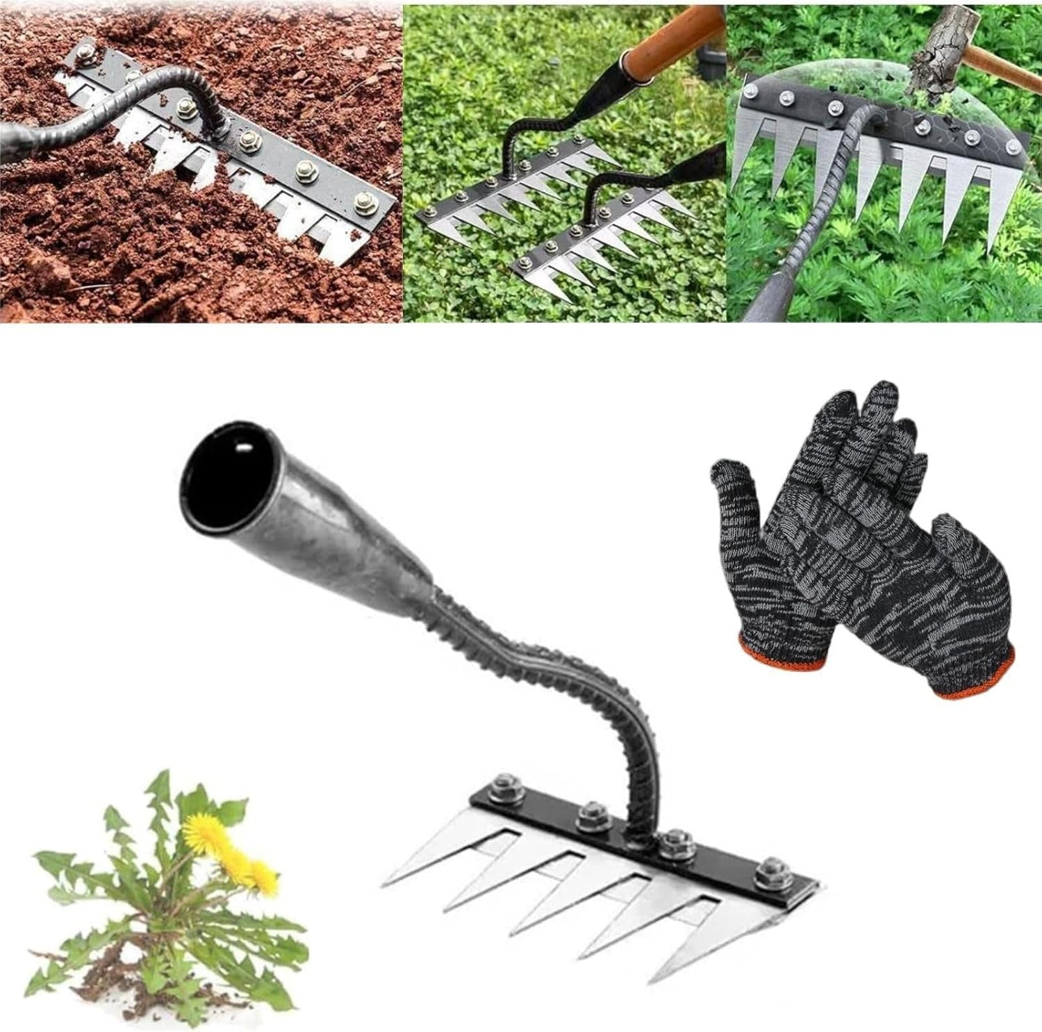 Iron Weeding Rake 2.0, Iron Rake for Gardening and Weeding, 5/6/7/8 ...