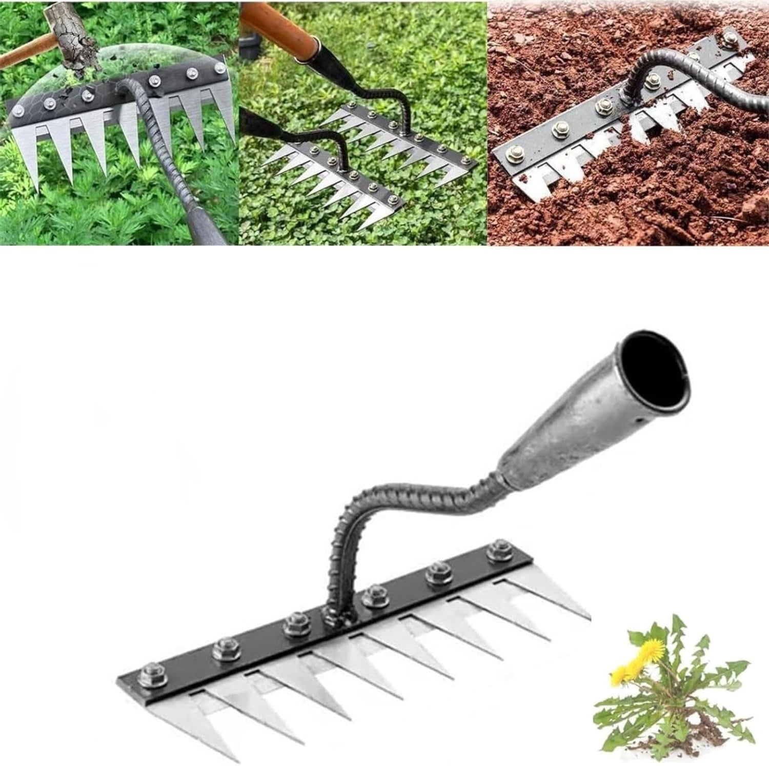 Iron Weeding Rake 2.0, Iron Rake for Gardening and Weeding, 5/6/7/8 ...