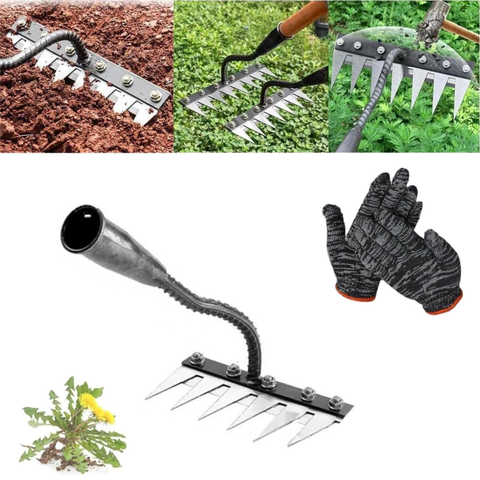 Iron Weeding Rake 2.0, Iron Rake for Gardening and Weeding, 5/6/7/8 ...
