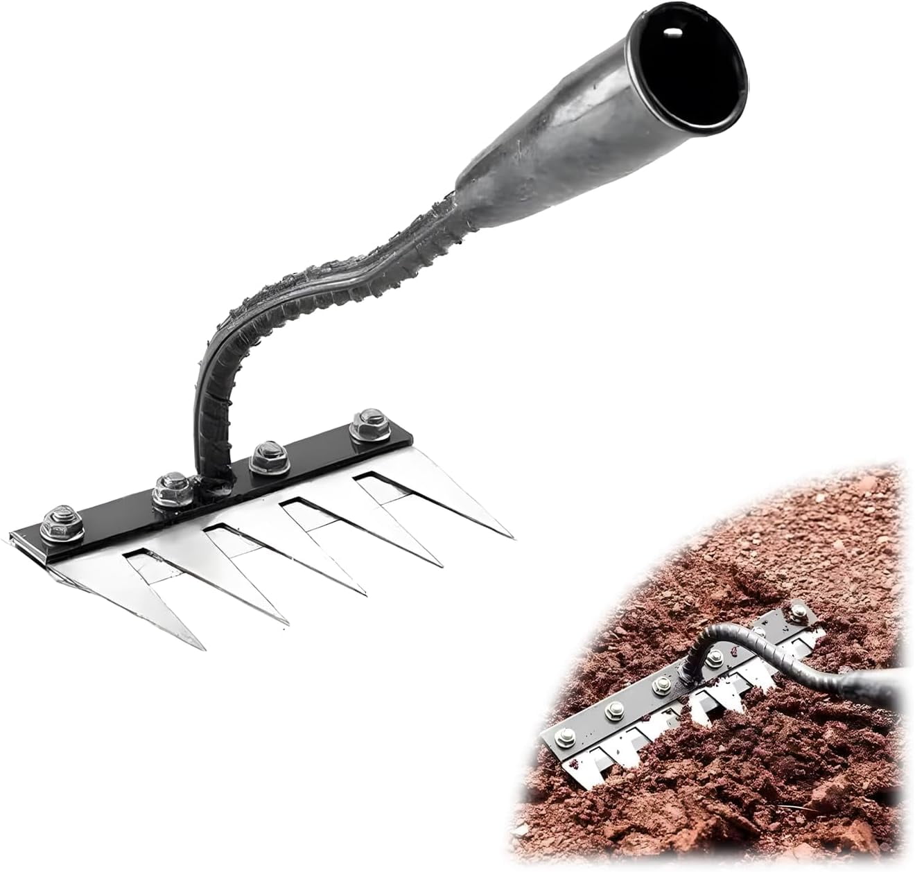 Iron Weeding Rake, 2025 Garden Weeder, 5/6/7/8 Teeth Carbon Steel ...