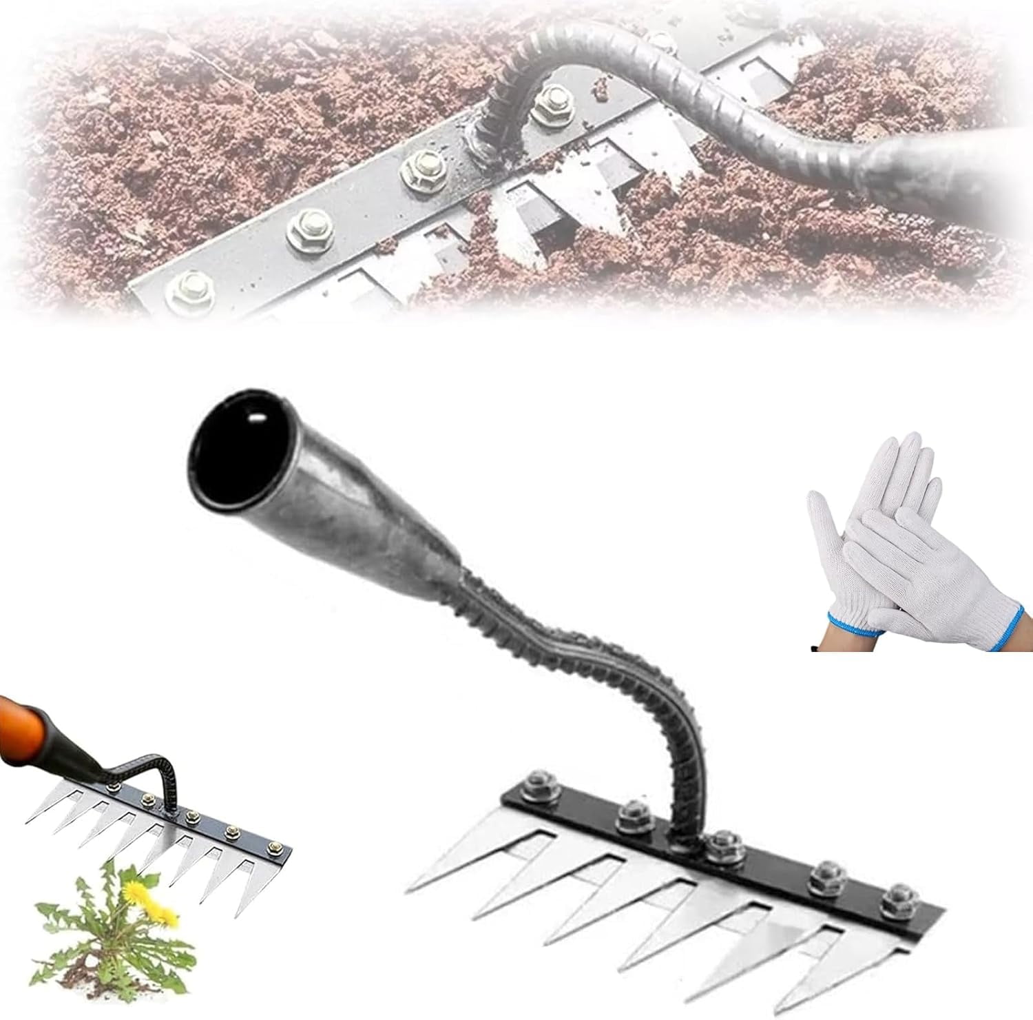 Iron Weeding Rake, Iron Rake 2.0 for Gardening and Weeding, 5/6/7/8 ...