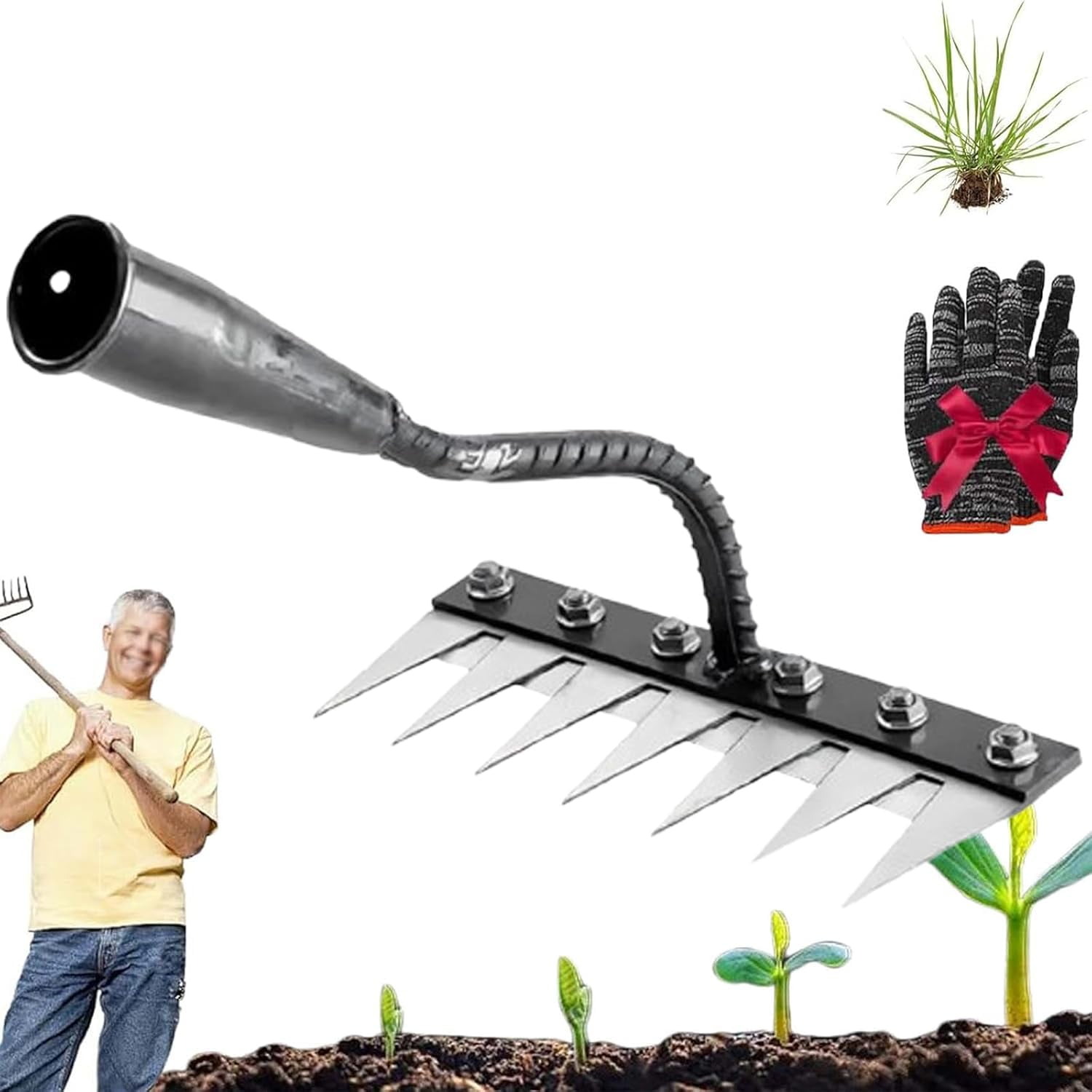 Iron Weeding Rakes, Carbon Steel Garden Weeding Rakes With Gloves ...