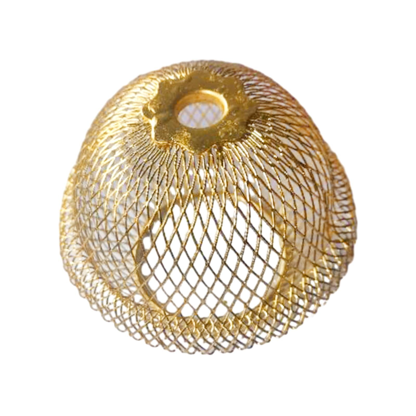 Gold Iron Wire Hanging Lampshade, Modern Metal Cage Mesh Pendant Light ...
