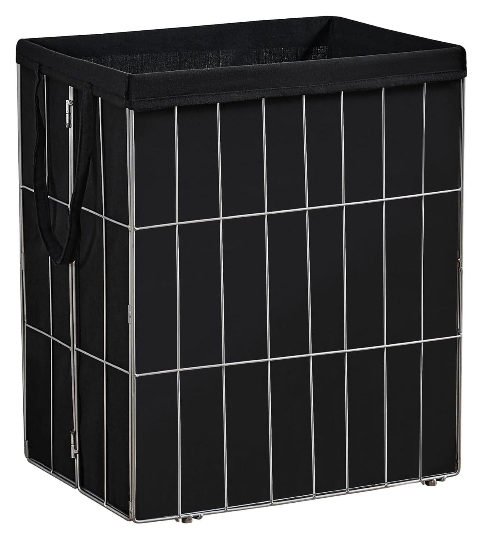 Iron Wire Laundry Hamper With Rolling Lockable Wheels, FoldinLaundry ...