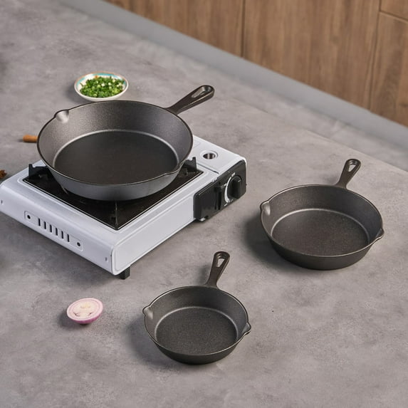 Iron Wok, Cast Iron Skillet, Uncoated Round Flat Bottom Frying Pan with ...