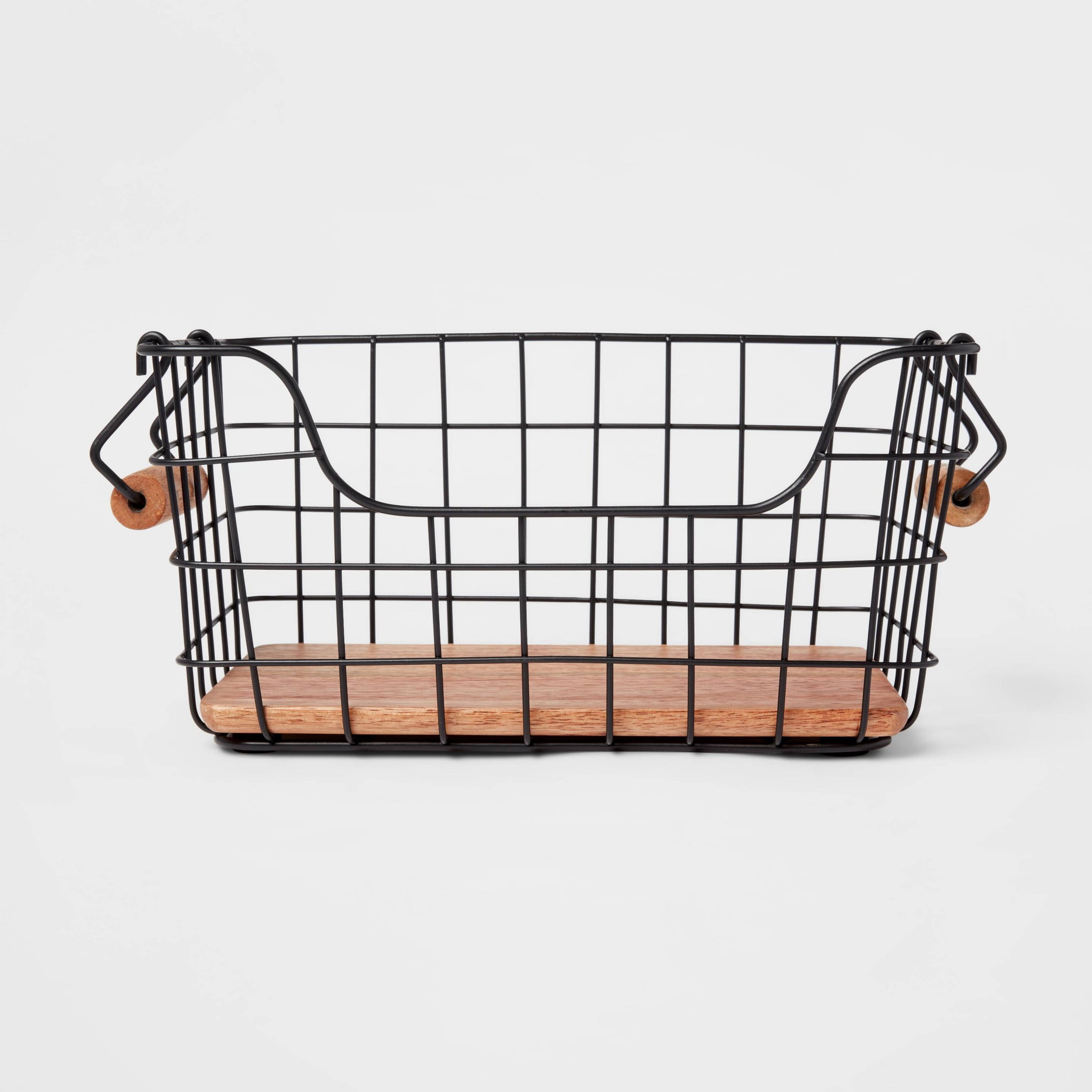 Iron and Mangowood Wire Fruit Basket with Handles Black - Walmart.com