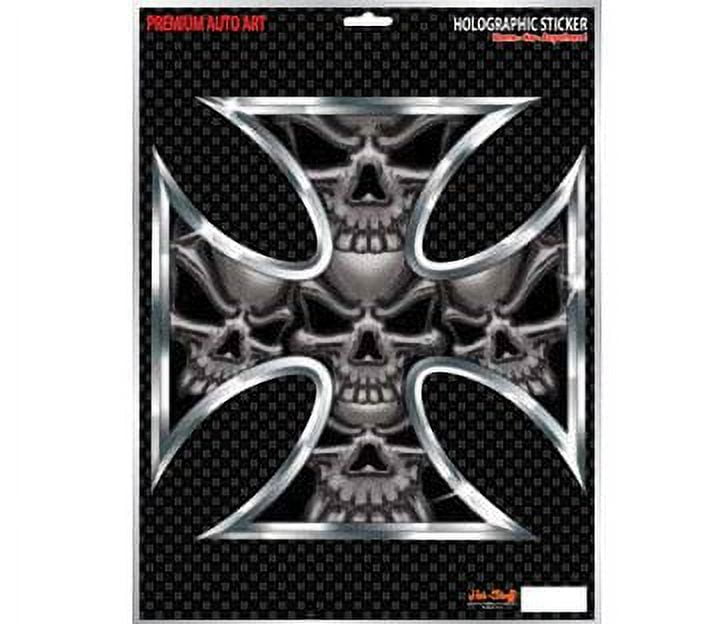 Iron cross skulls - Large metallic auto sticker - brand new - Walmart.com