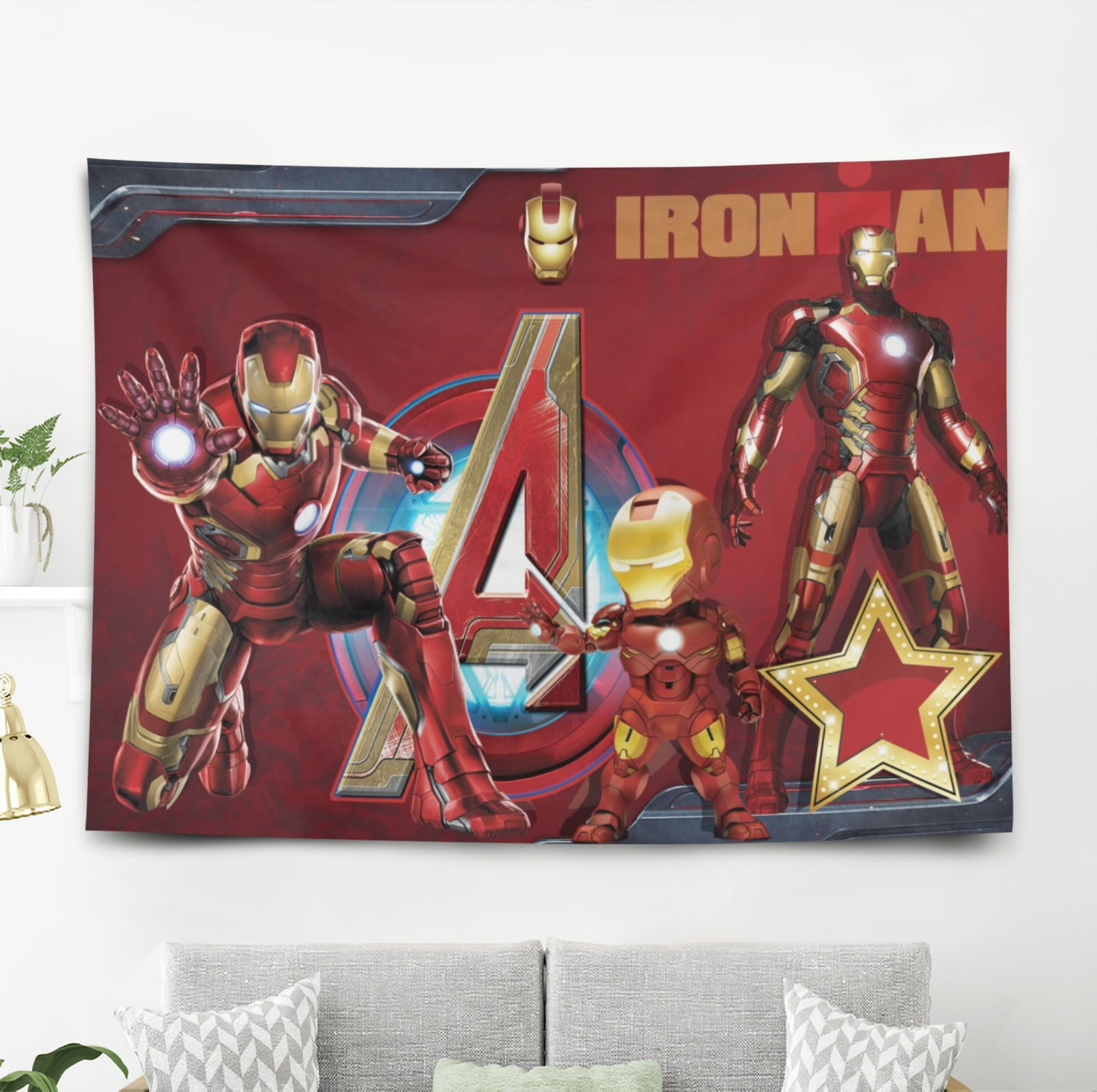 Iron man Tapestry Gift Wall Hanging Backdrop for Room Bedroom Girls ...